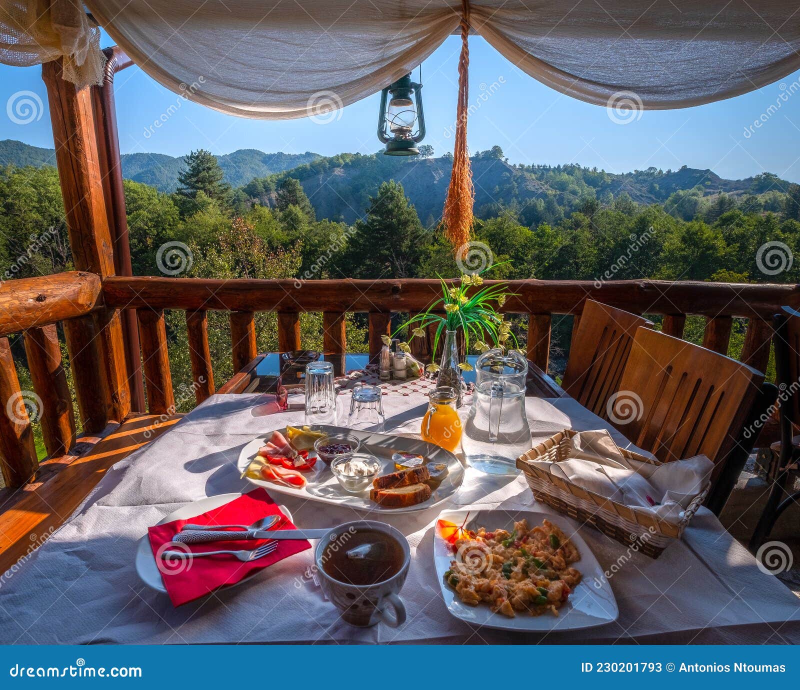 Breakfast with a Breathtaking View. Natural Breakfast with Forest View ...