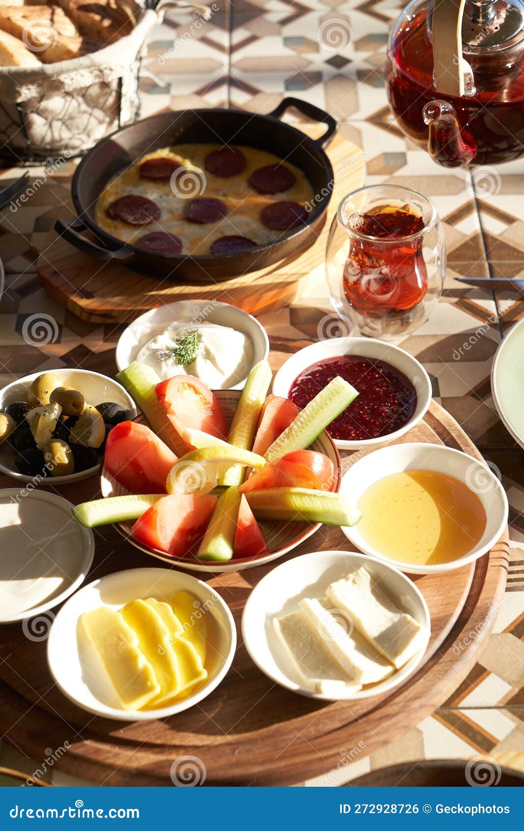 Breakfast Buffet Table with Assorted Food and Drinks Stock Photo ...