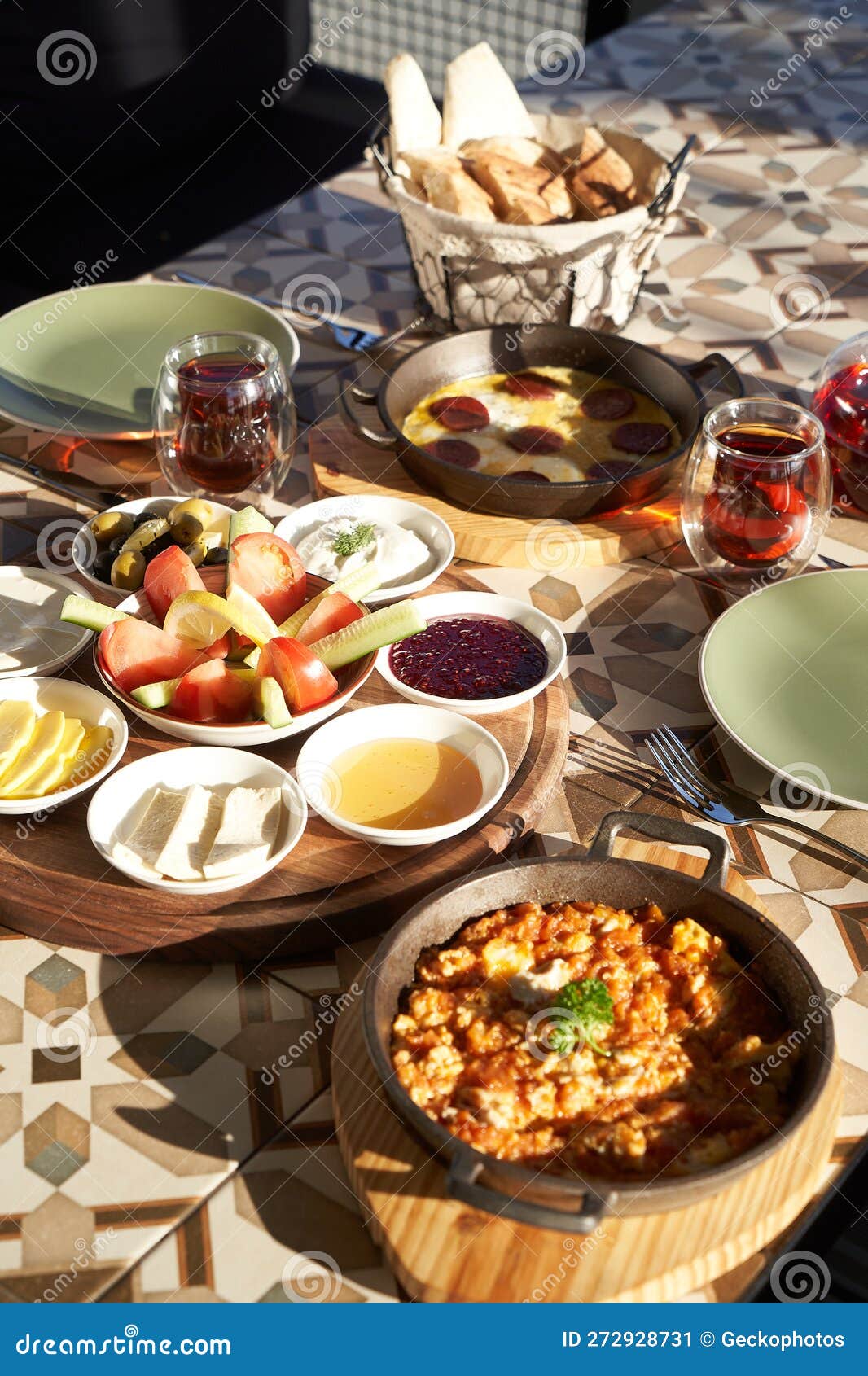 Breakfast Buffet Table with Assorted Food and Drinks Stock Image ...