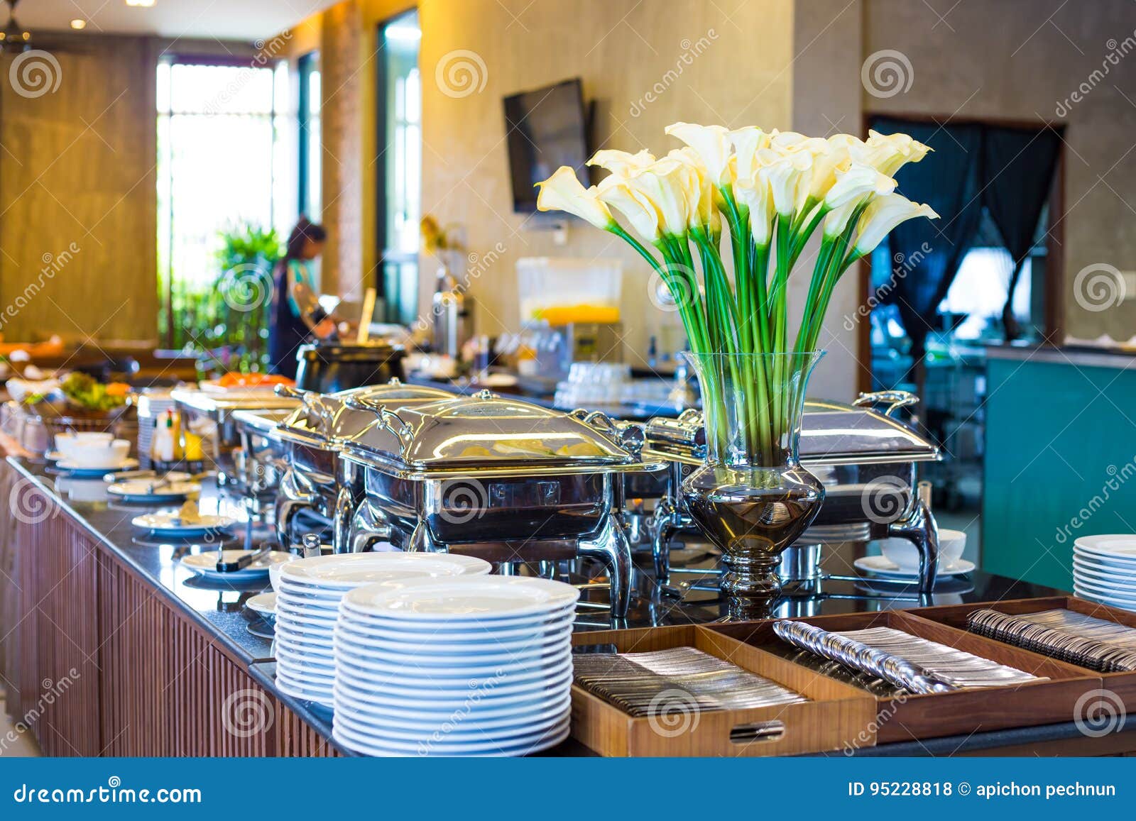 Breakfast buffet table stock photo. Image of celebration - 95228818