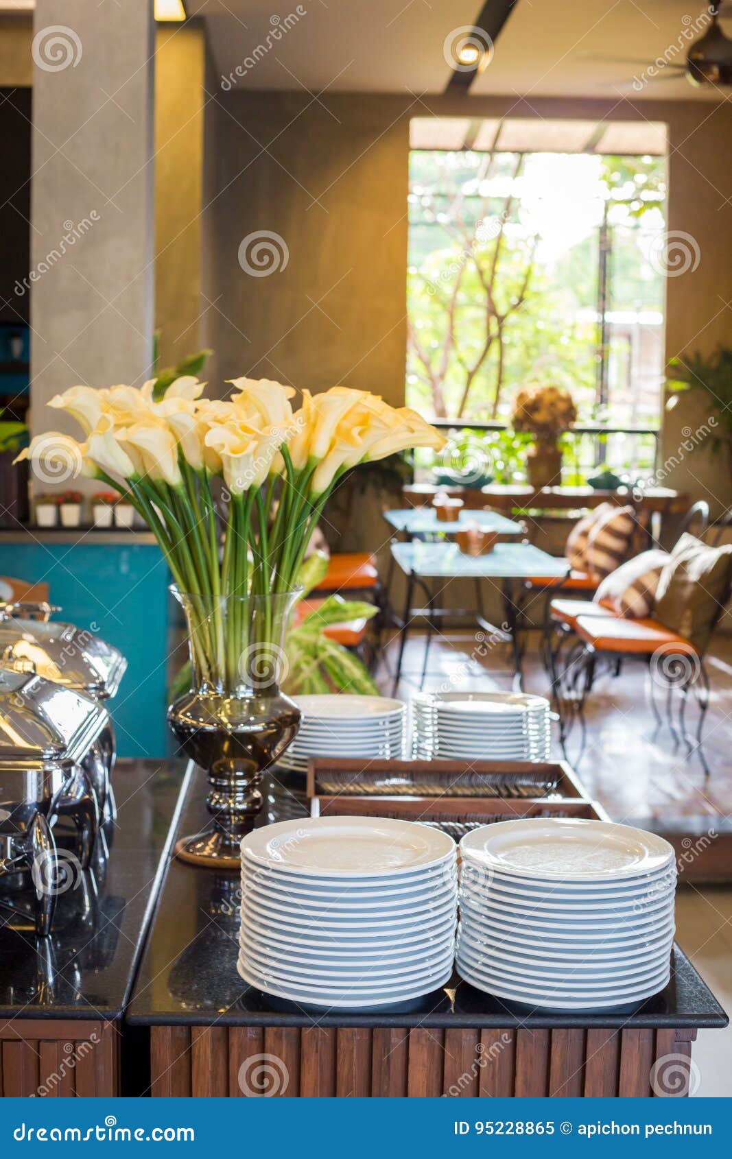 Breakfast buffet table stock image. Image of luxury, party - 95228865