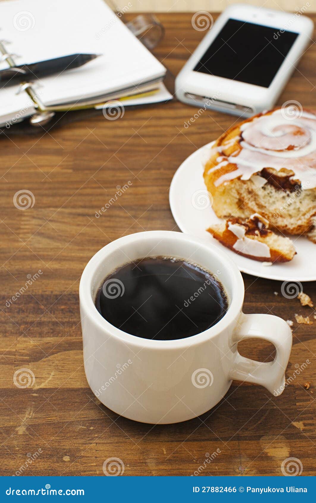 Breakfast for busy morning stock photo. Image of phone - 27882466