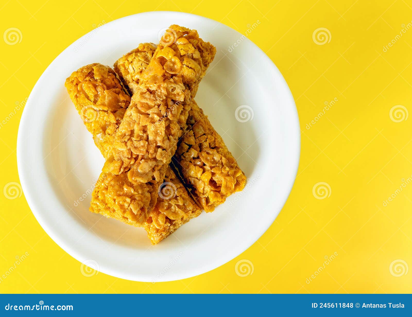 Breakfast Cereal Bars with Vitamins Top View Stock Photo - Image of ...