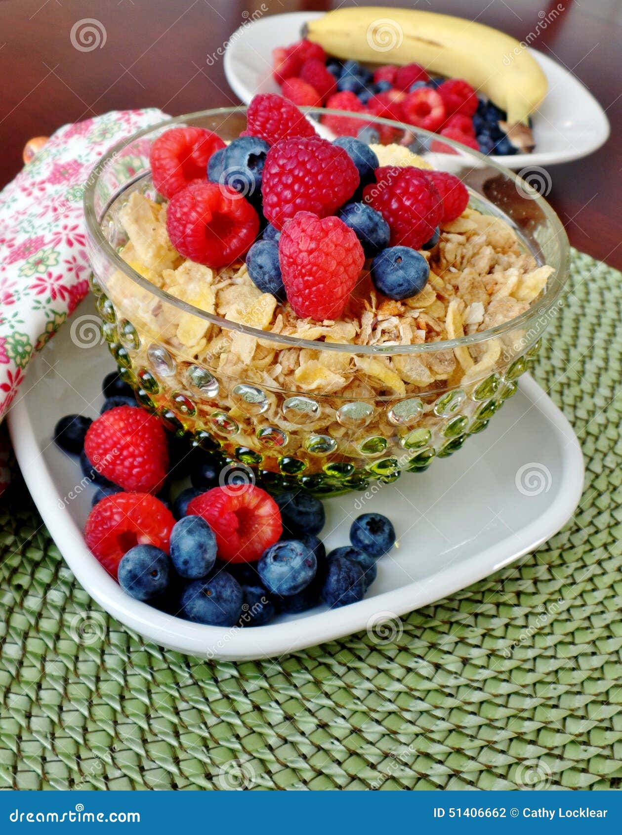 Breakfast Cereal with Blueberries and Raspberries Stock Photo - Image ...