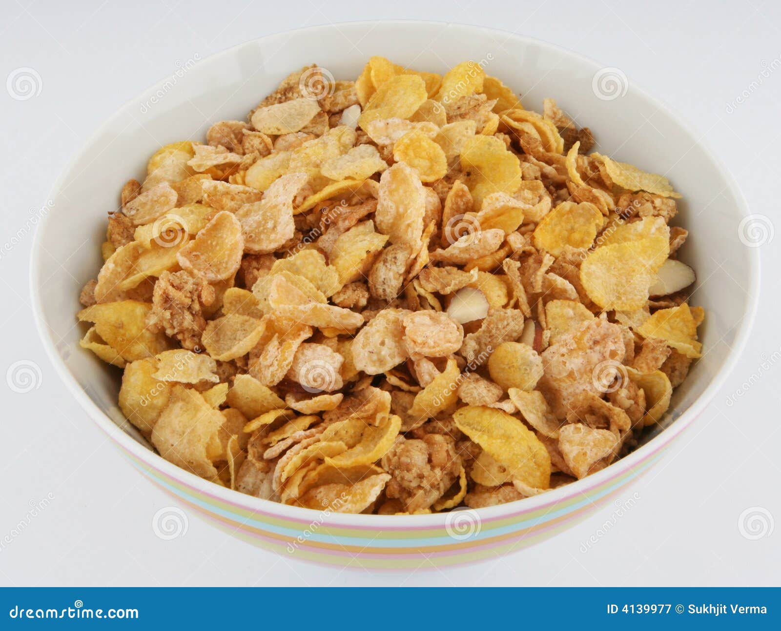 Breakfast Cereal in Bowl stock image. Image of nuts, flaked - 4139977