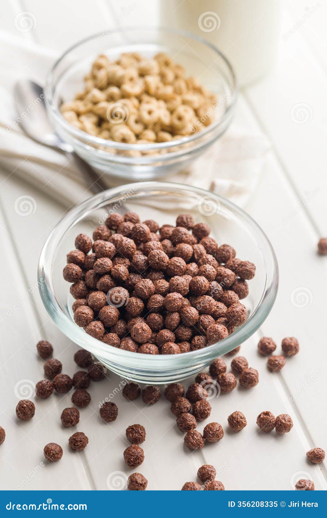 Breakfast Cereal Chocolate Balls in Bowl on White Table Stock Image ...