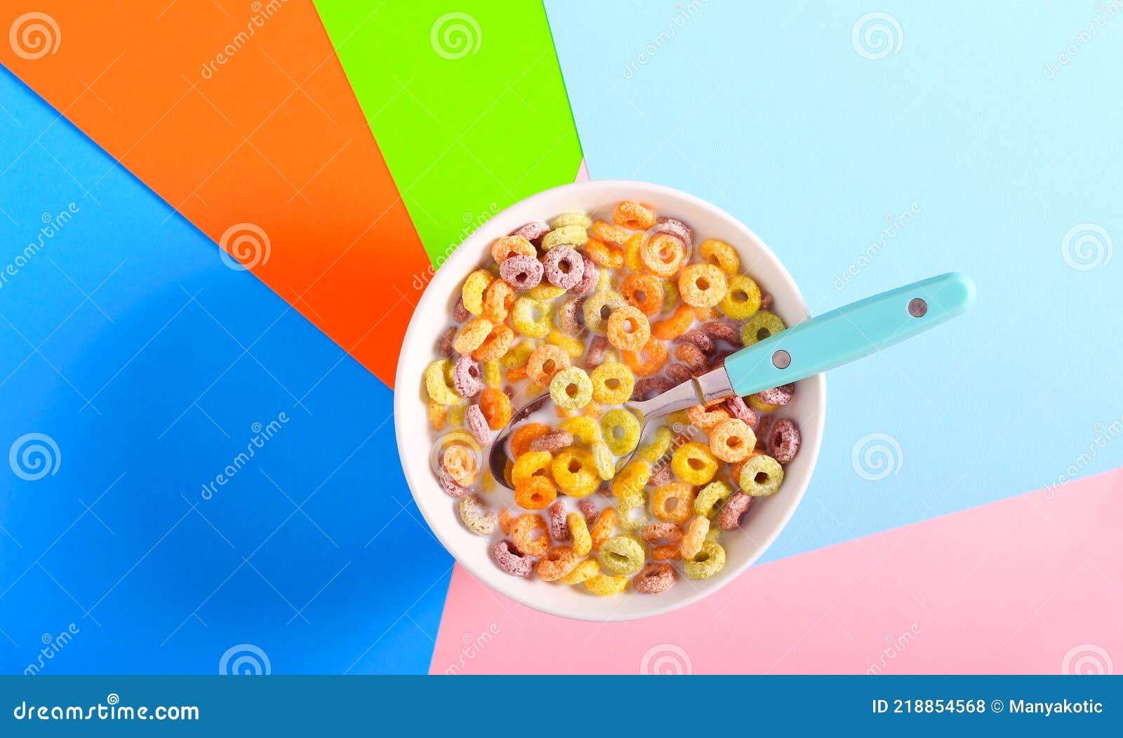 Breakfast Cereal, Colored Grain Rings Stock Photo - Image of kids ...