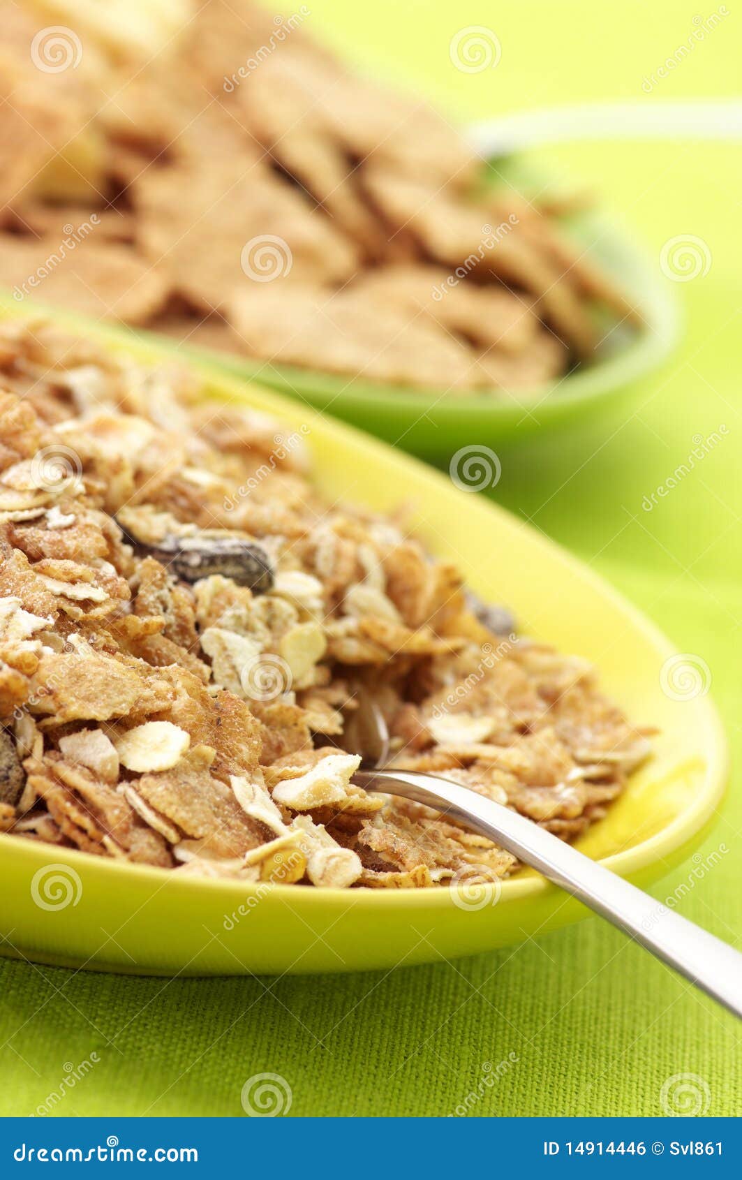 Breakfast cereal in plates stock photo. Image of dieting - 14914446