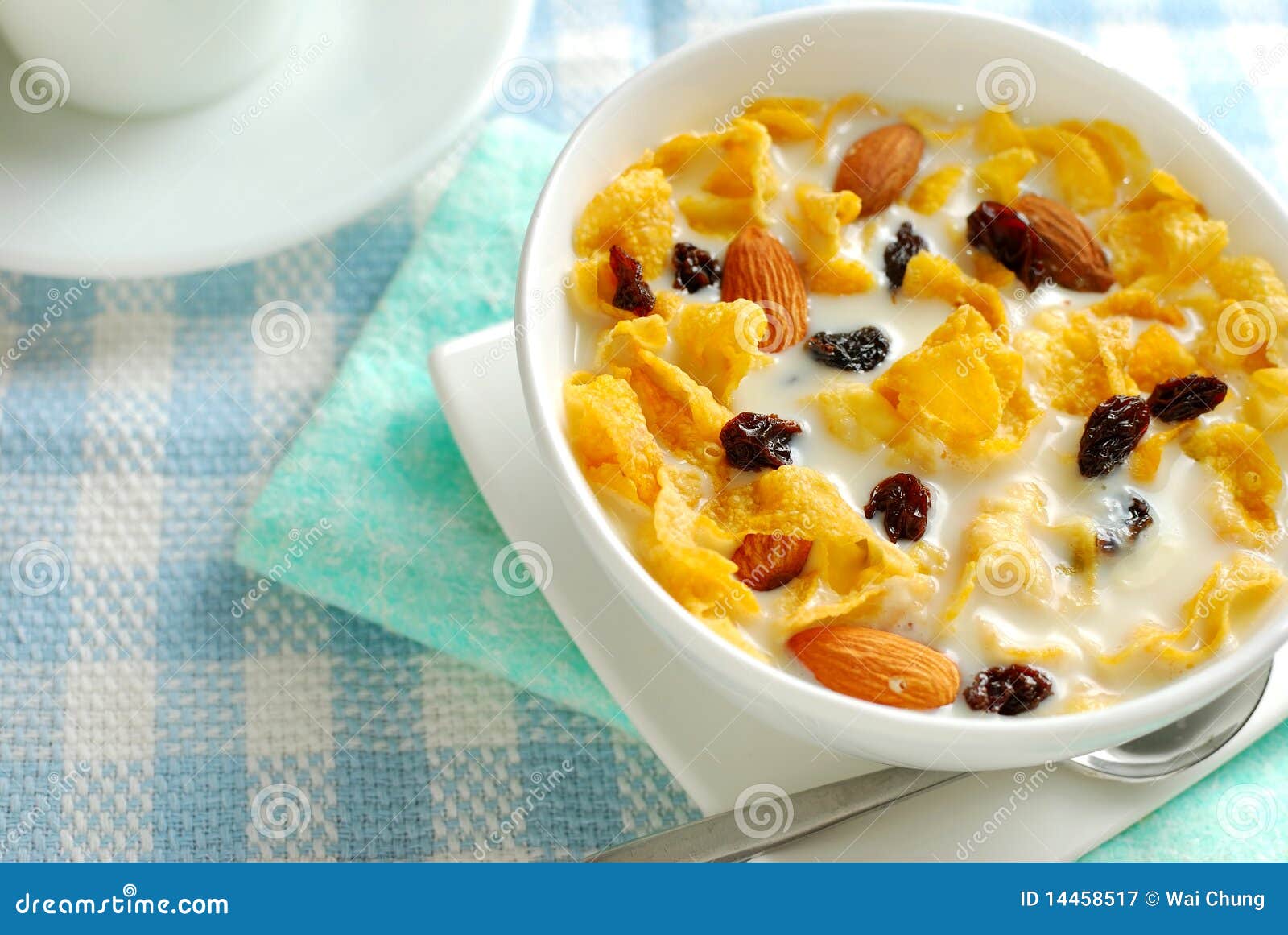 Breakfast Cereal with Soya Bean Milk Stock Image - Image of closeup ...