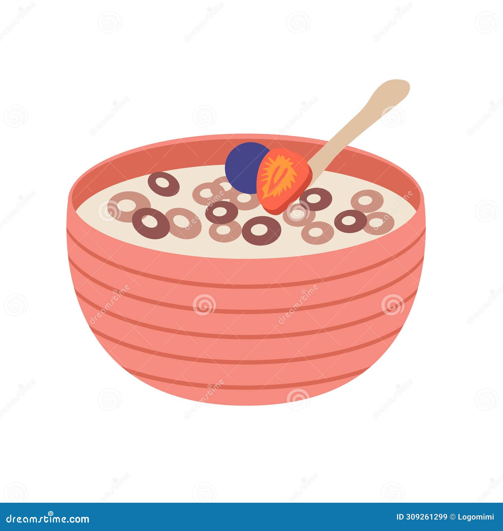 Breakfast Cerel in a Bowl Cereal Vector Иллюстрация вектора ...