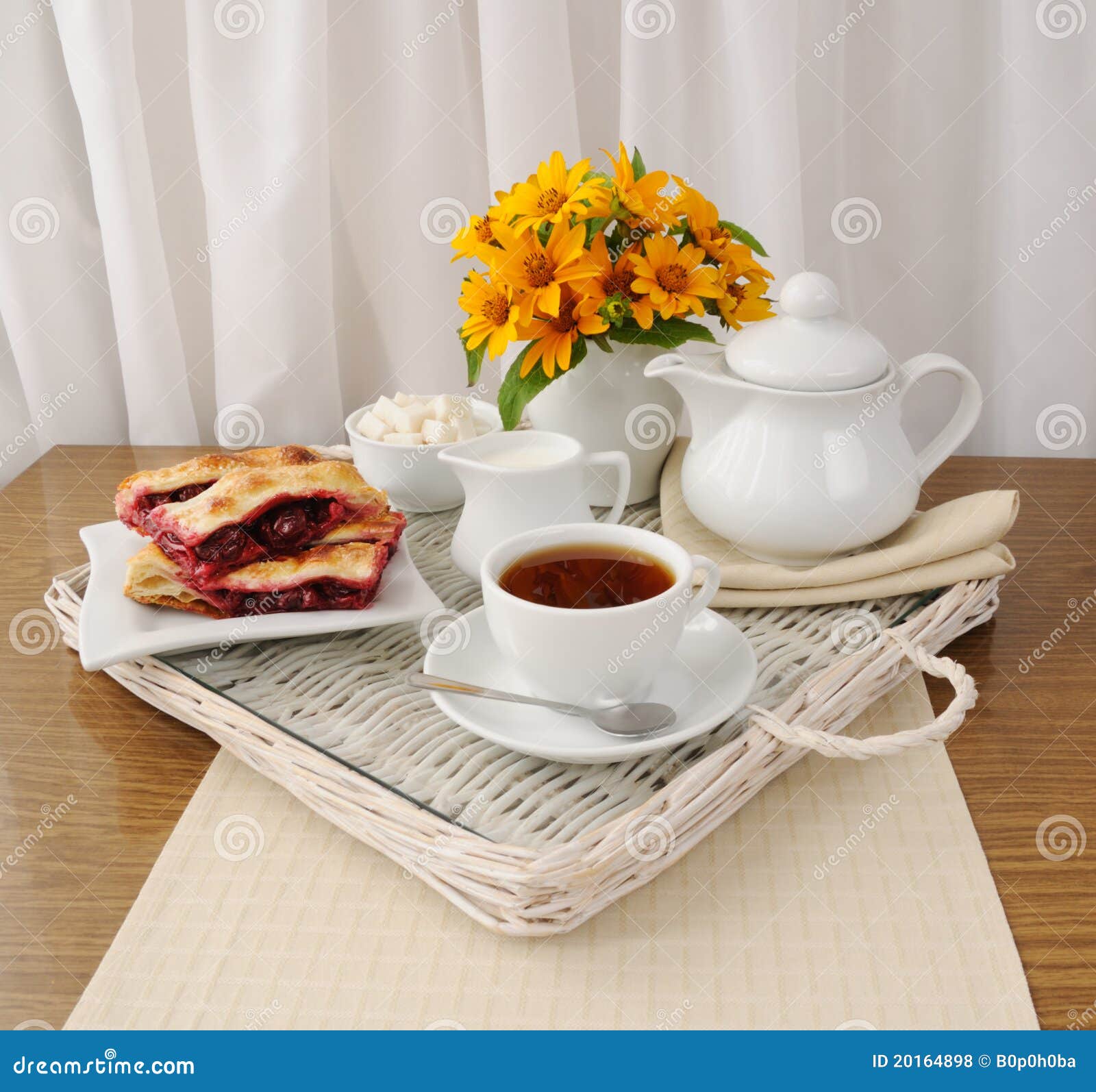 Breakfast with the Cherry Strudel Stock Photo - Image of baked, cherry ...