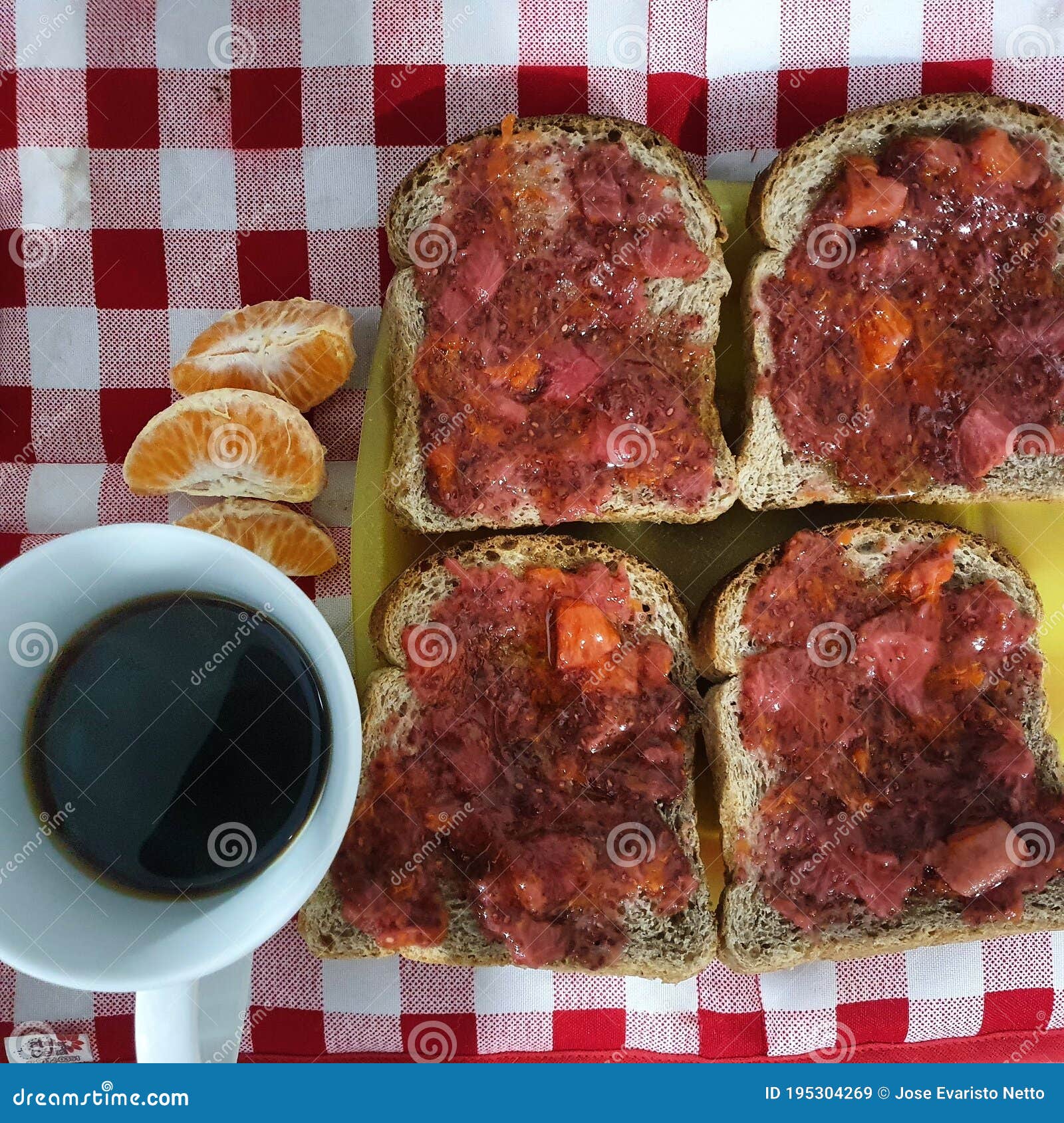 A Breakfast of Strawberry Jam and Tangerine. Stock Image - Image of ...