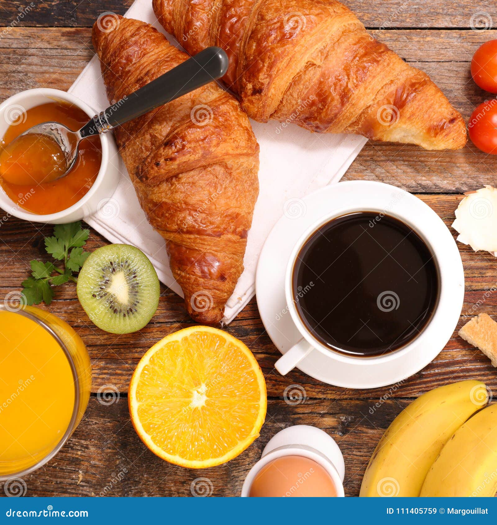 Breakfast with coffee stock image. Image of banana, orange - 111405759