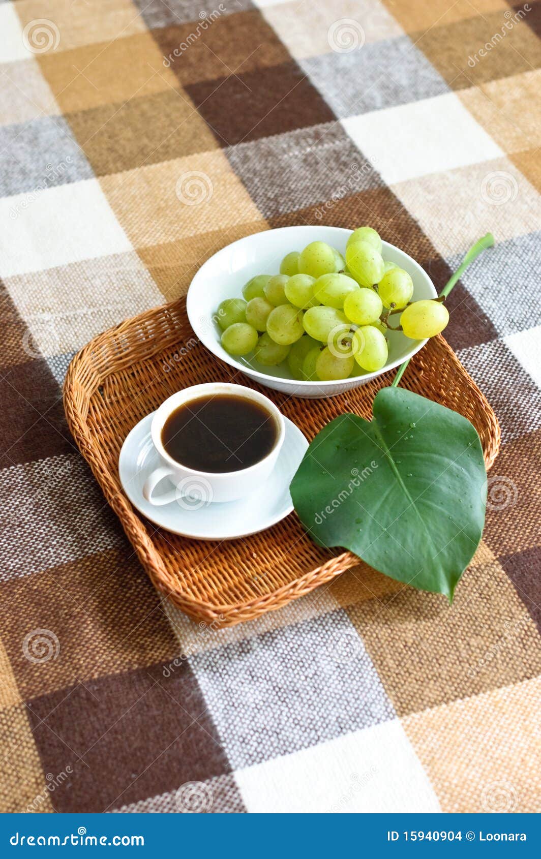 Breakfast, Coffee and Grapes Stock Photo - Image of food, indoors: 15940904