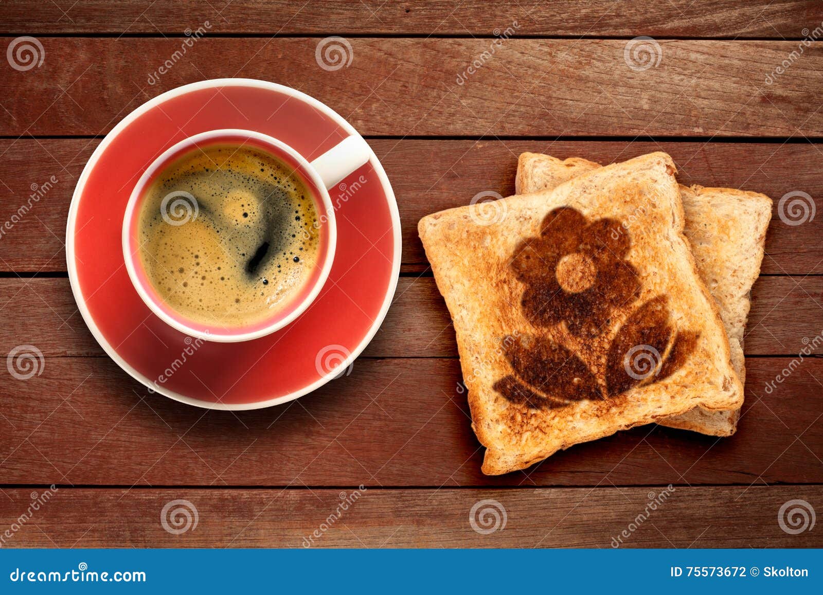 Breakfast, Coffee and Toast Stock Photo - Image of mocha, addiction ...