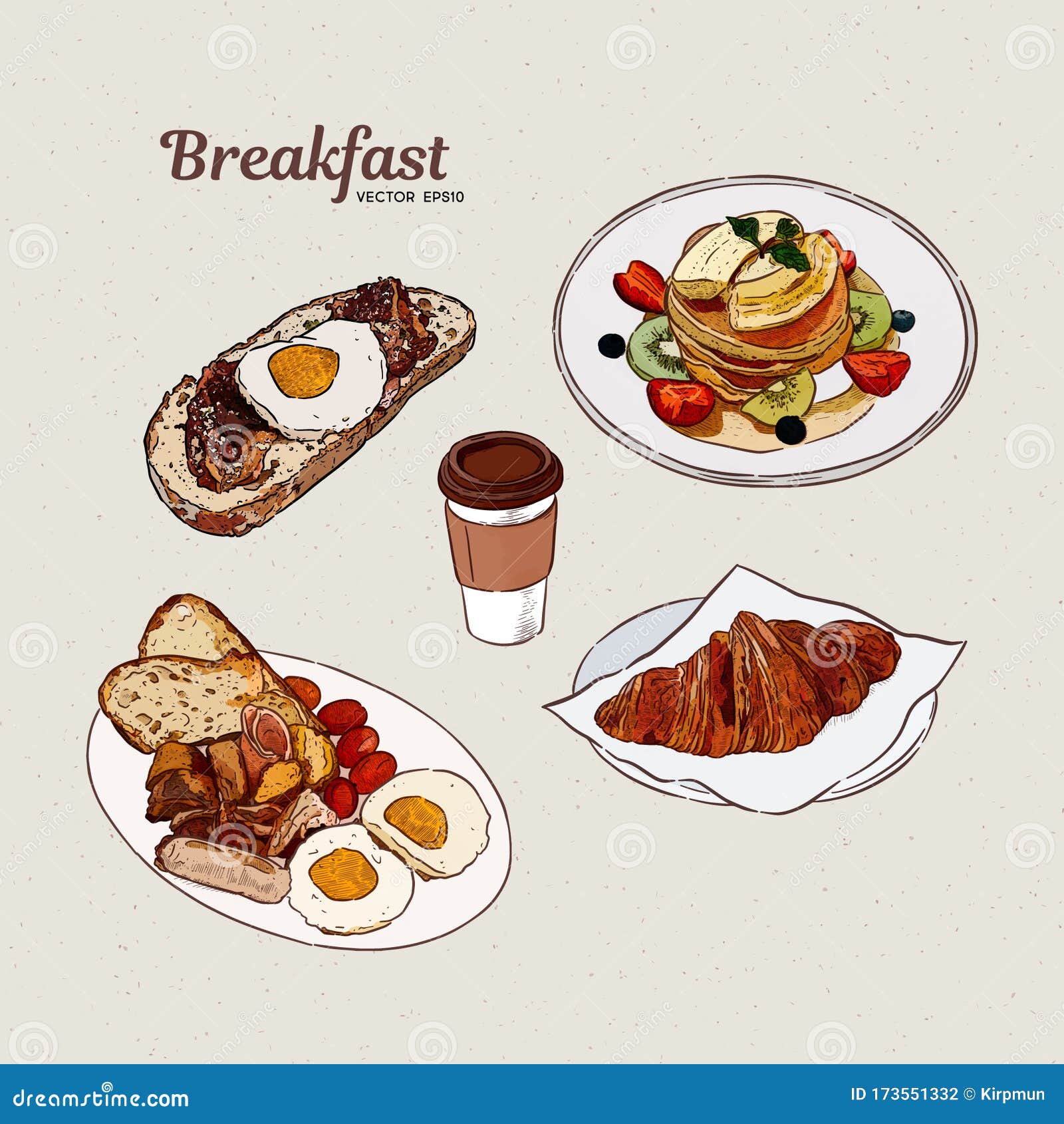 Breakfast Collection, Hand Draw Sketch Vector Stock Vector ...