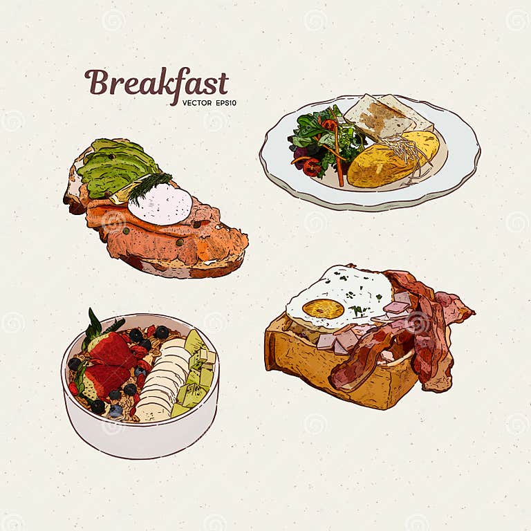 Breakfast Collection, Hand Draw Sketch Vector Stock Vector ...