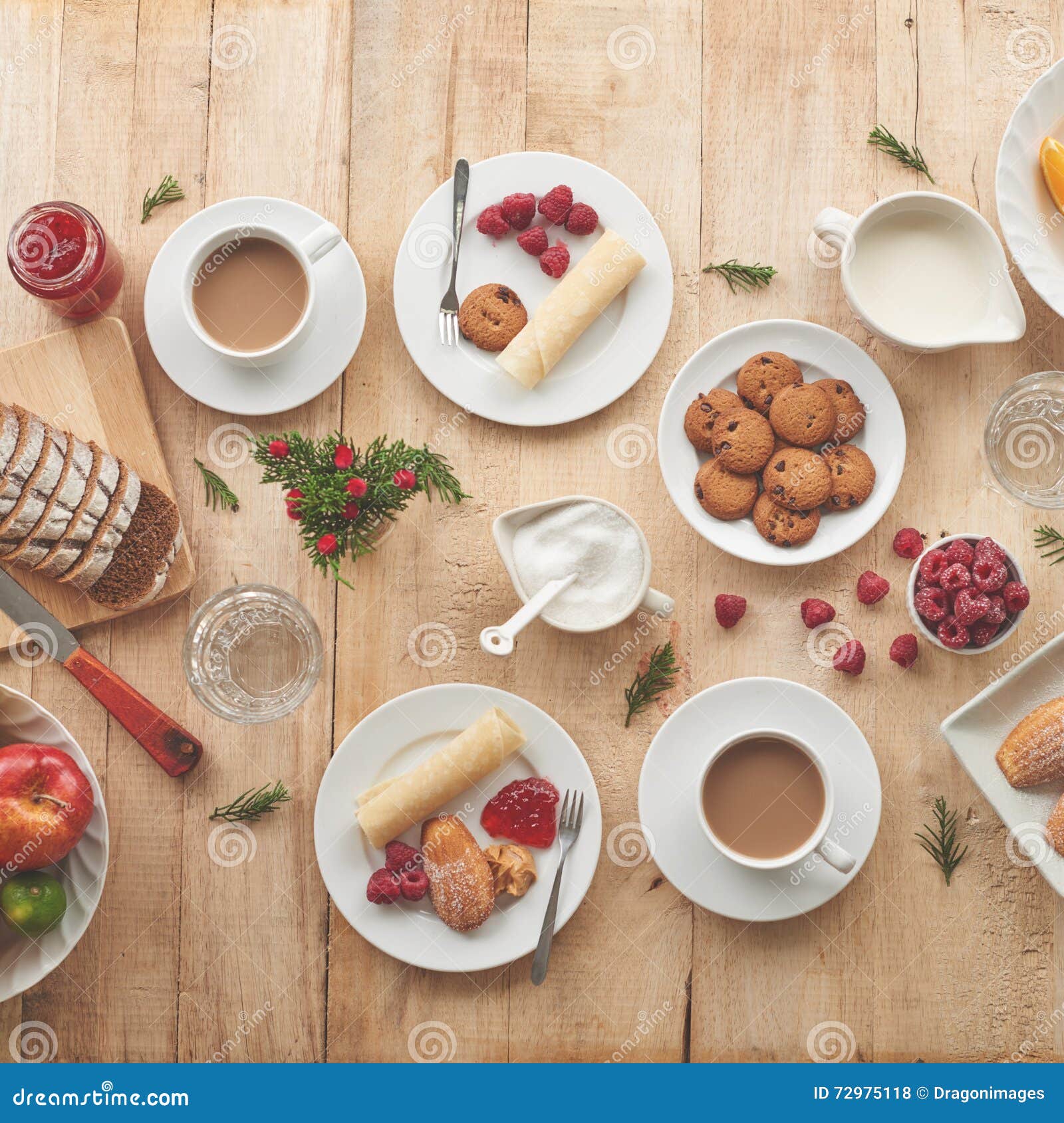 Breakfast composition stock photo. Image of view, bread - 72975118