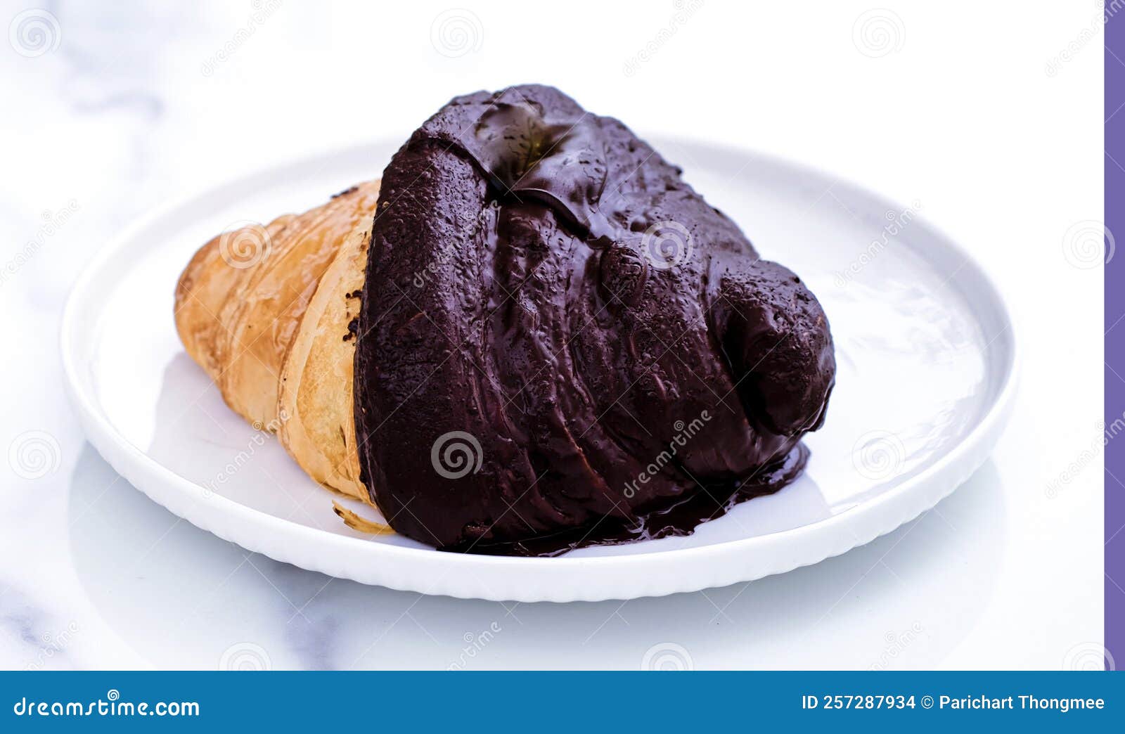 Breakfast Continental with Fresh Croissant Topping with Chocolate Stock ...