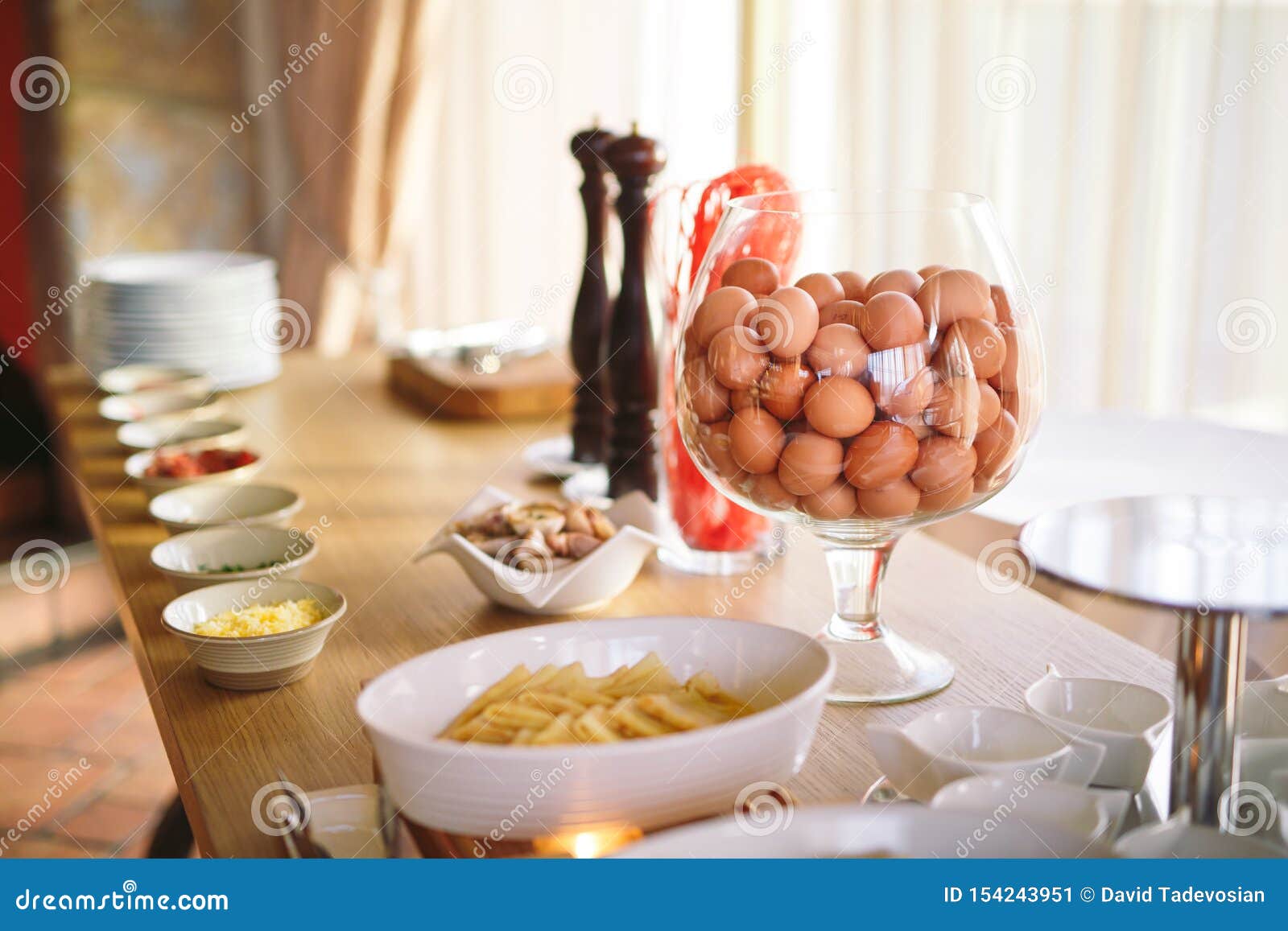 Breakfast. Cooking Eggs in the Restaurant or Hotel. Stock Image - Image ...