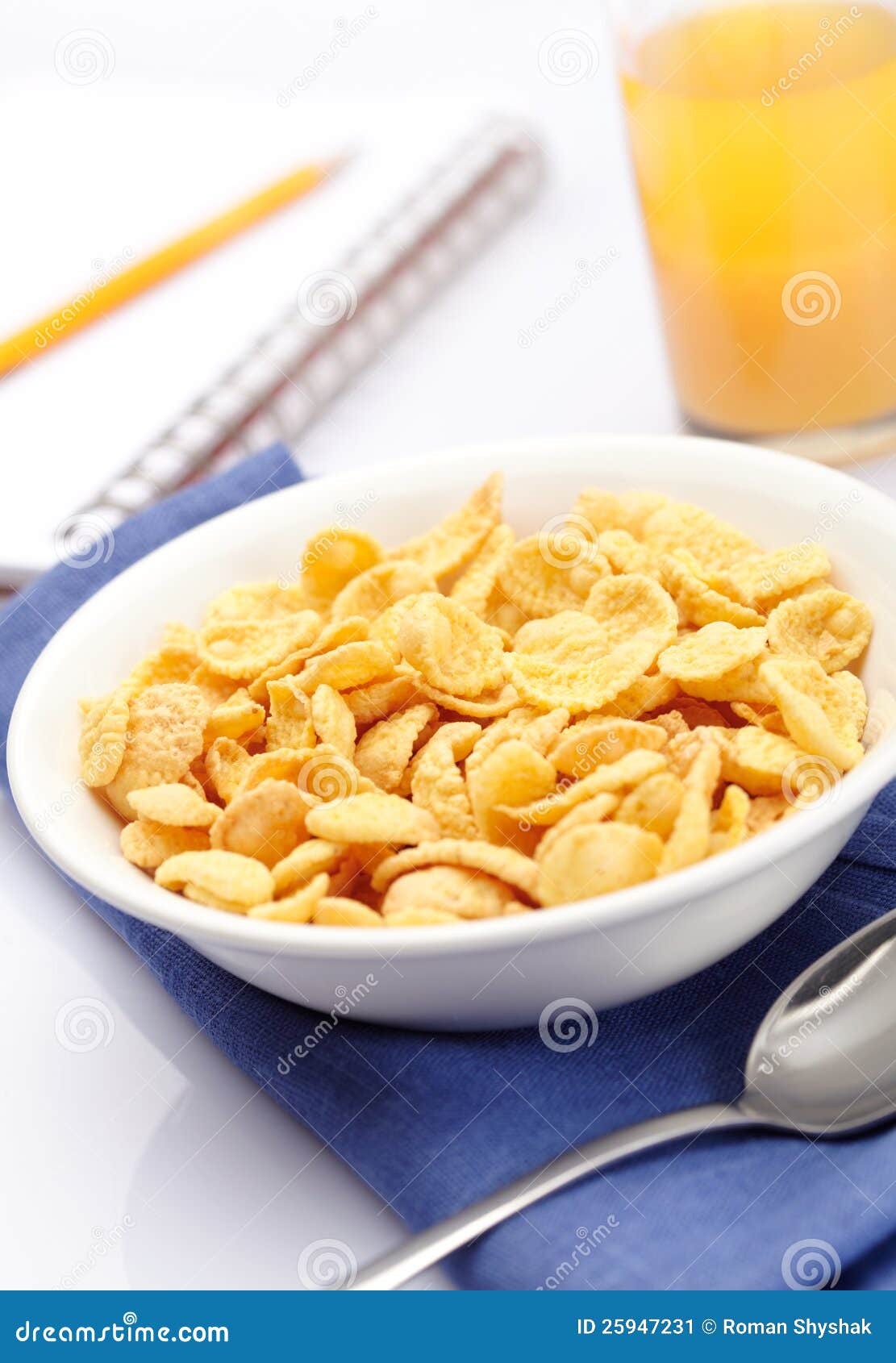 Breakfast with corn-flakes stock image. Image of crispy - 25947231
