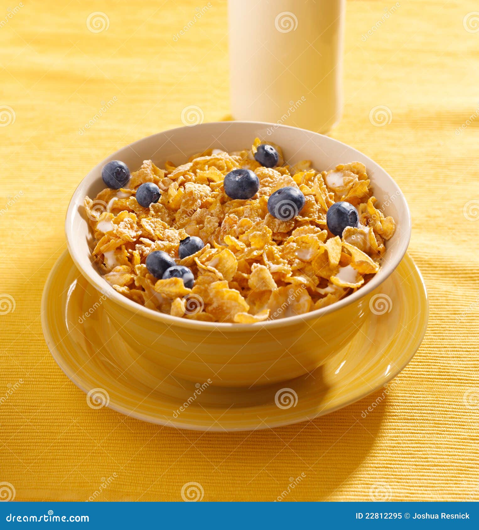 Breakfast : Corn Flakes with Blueberries in the Mo Stock Image - Image ...