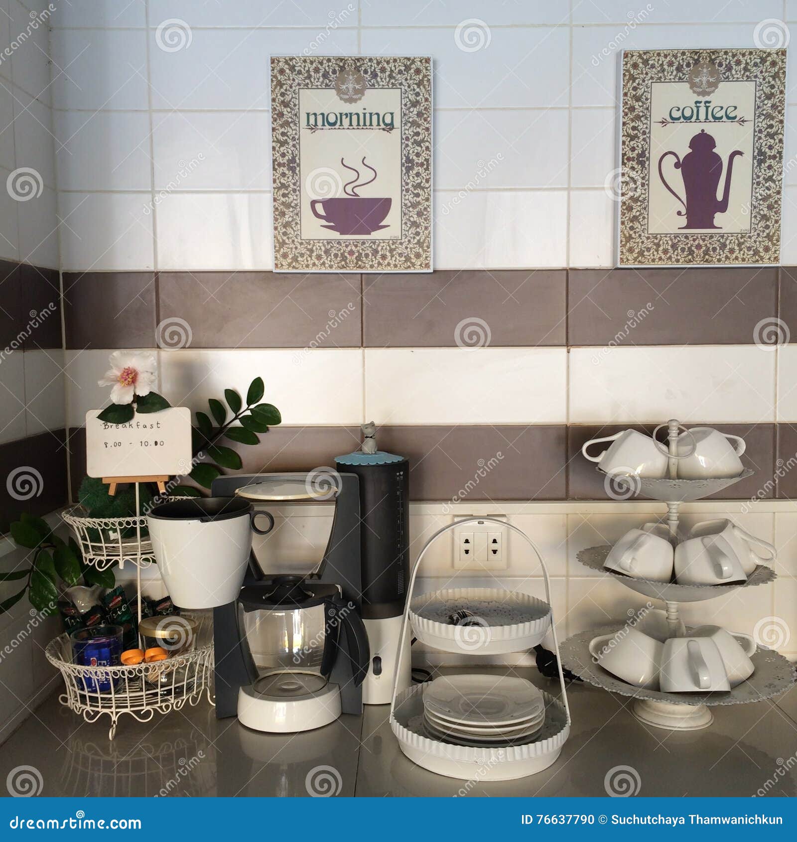 Breakfast Corner in the Hostel Stock Photo - Image of cafe, emblem ...