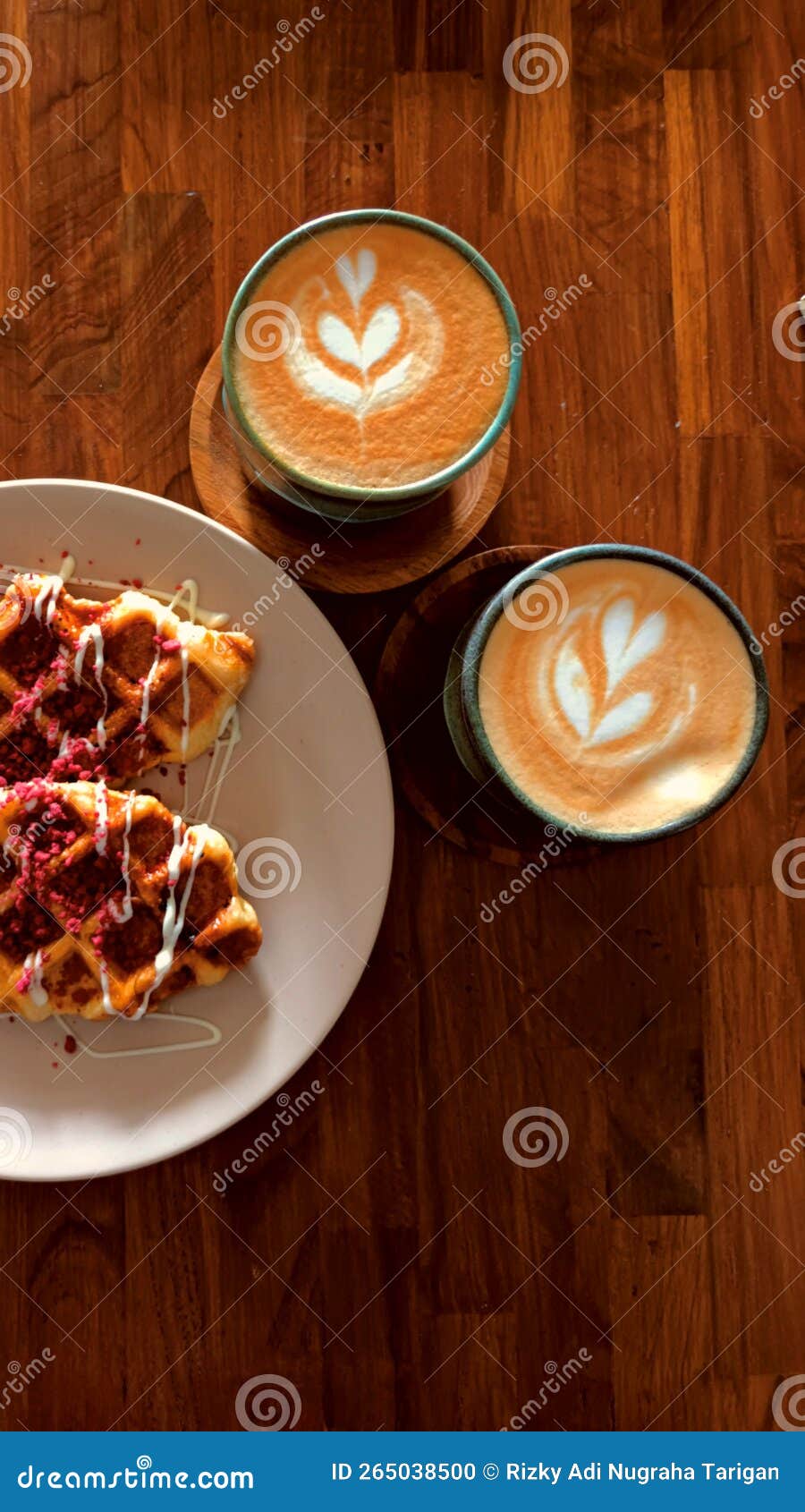 Breakfast with Croffle and Caffe Latte Stock Photo - Image of baking ...