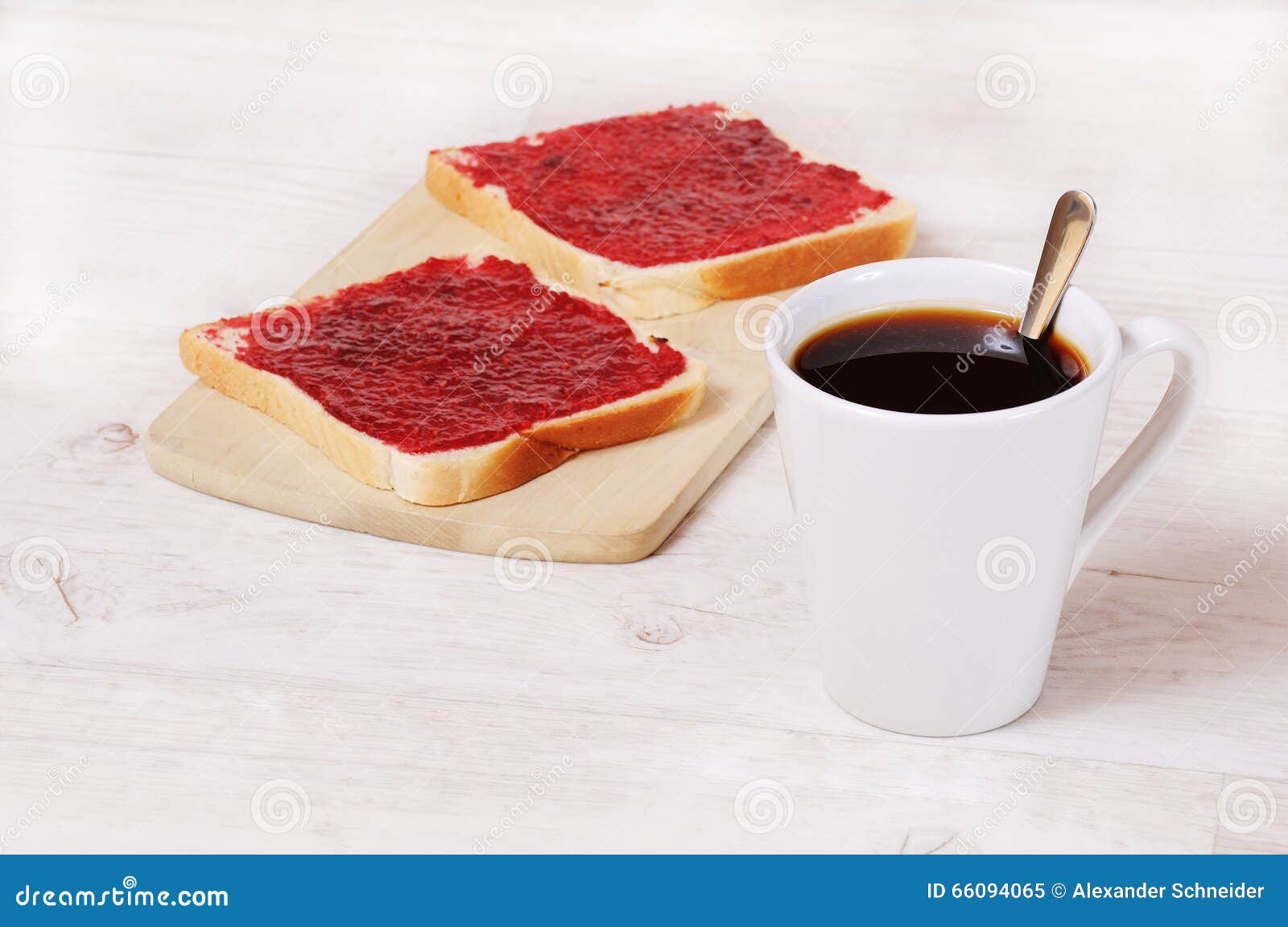 Breakfast Cup of Coffee and Toast Stock Image - Image of strawberry ...