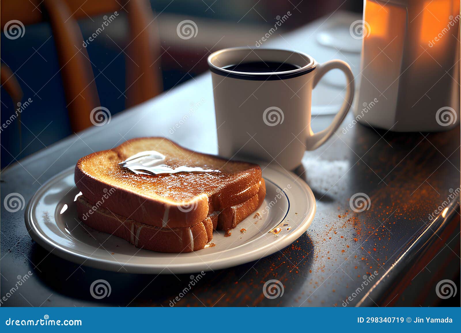 Breakfast with a Cup of Coffee and Toast on the Table. Stock ...