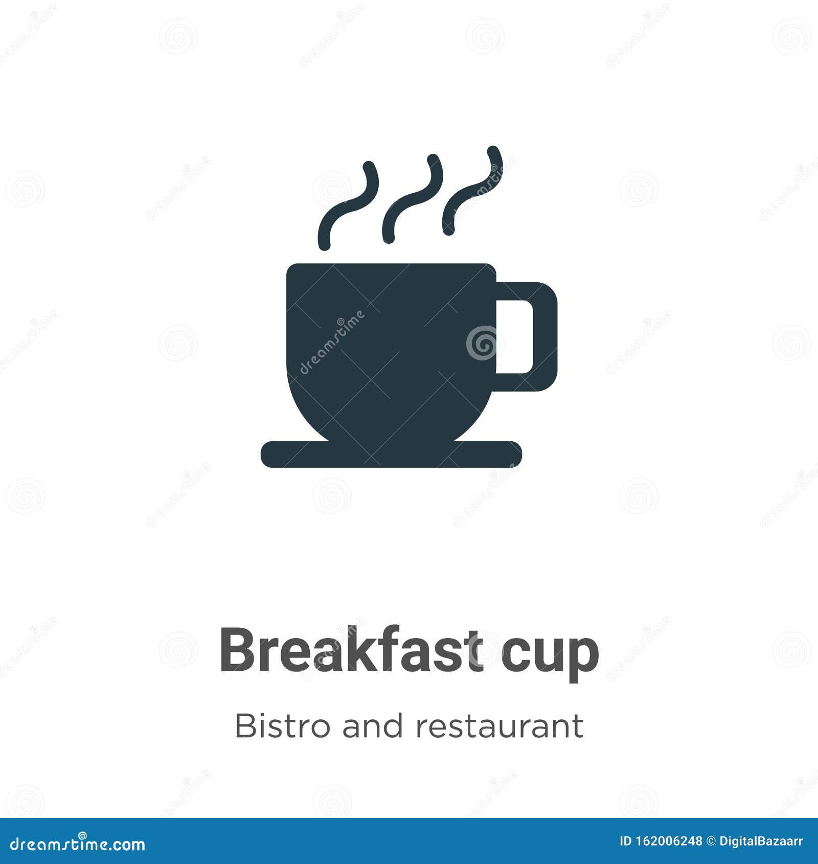 Breakfast Cup Vector Icon on White Background. Flat Vector Breakfast ...