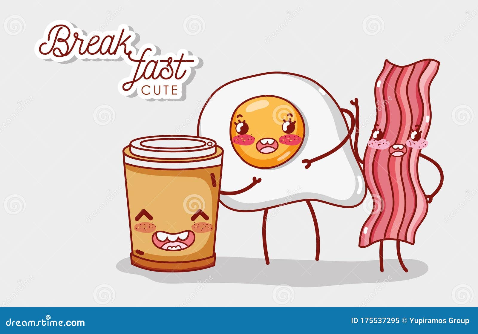 Cute Bacon, Egg, Bread Characters. Breakfast With Love Poster, Card ...
