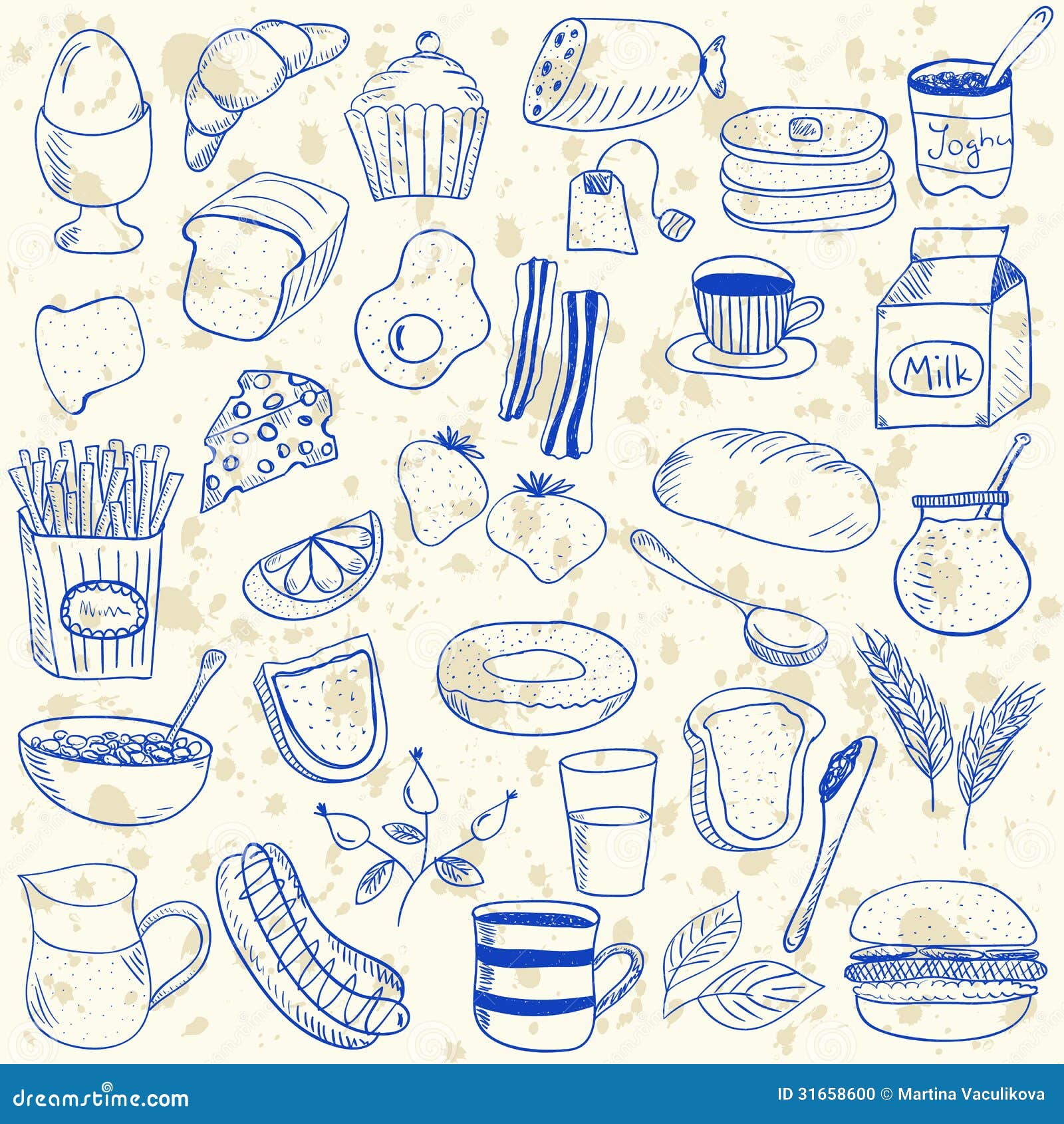 Breakfast doodles stock illustration. Illustration of fast - 31658600