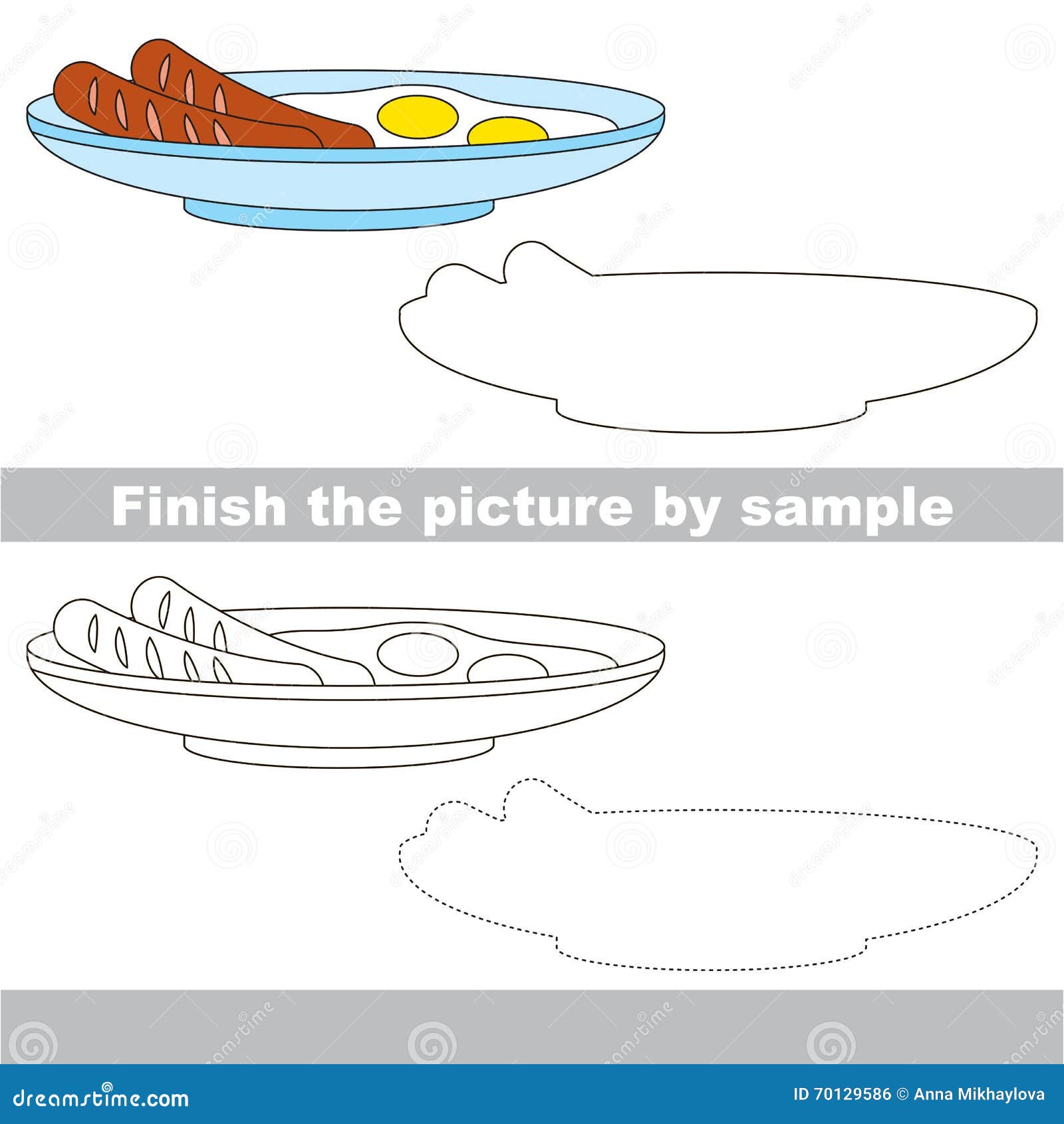 Breakfast. Drawing Worksheet. Stock Vector - Illustration of sheet ...