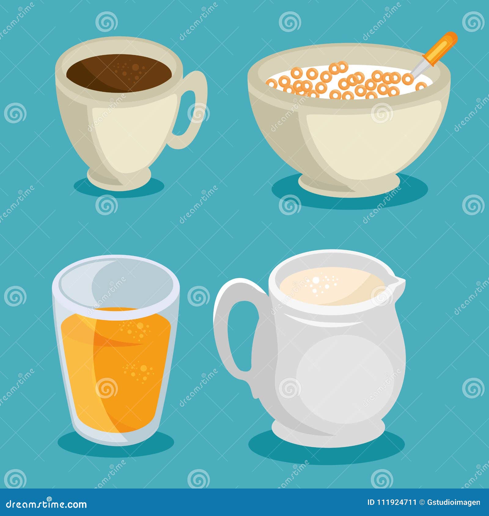 Breakfast Concept with Food and Drinks Stock Vector - Illustration of ...