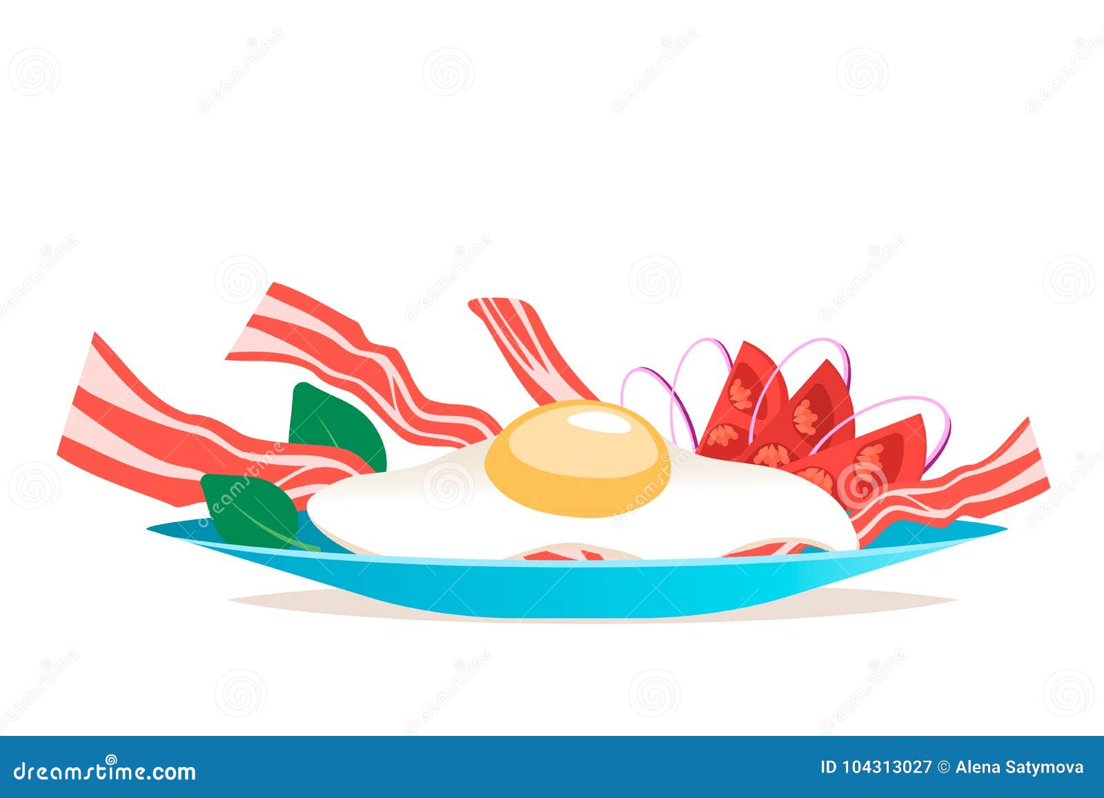 Breakfast with Egg and Bacon Vector Illustration. Cartoon Style Stock ...