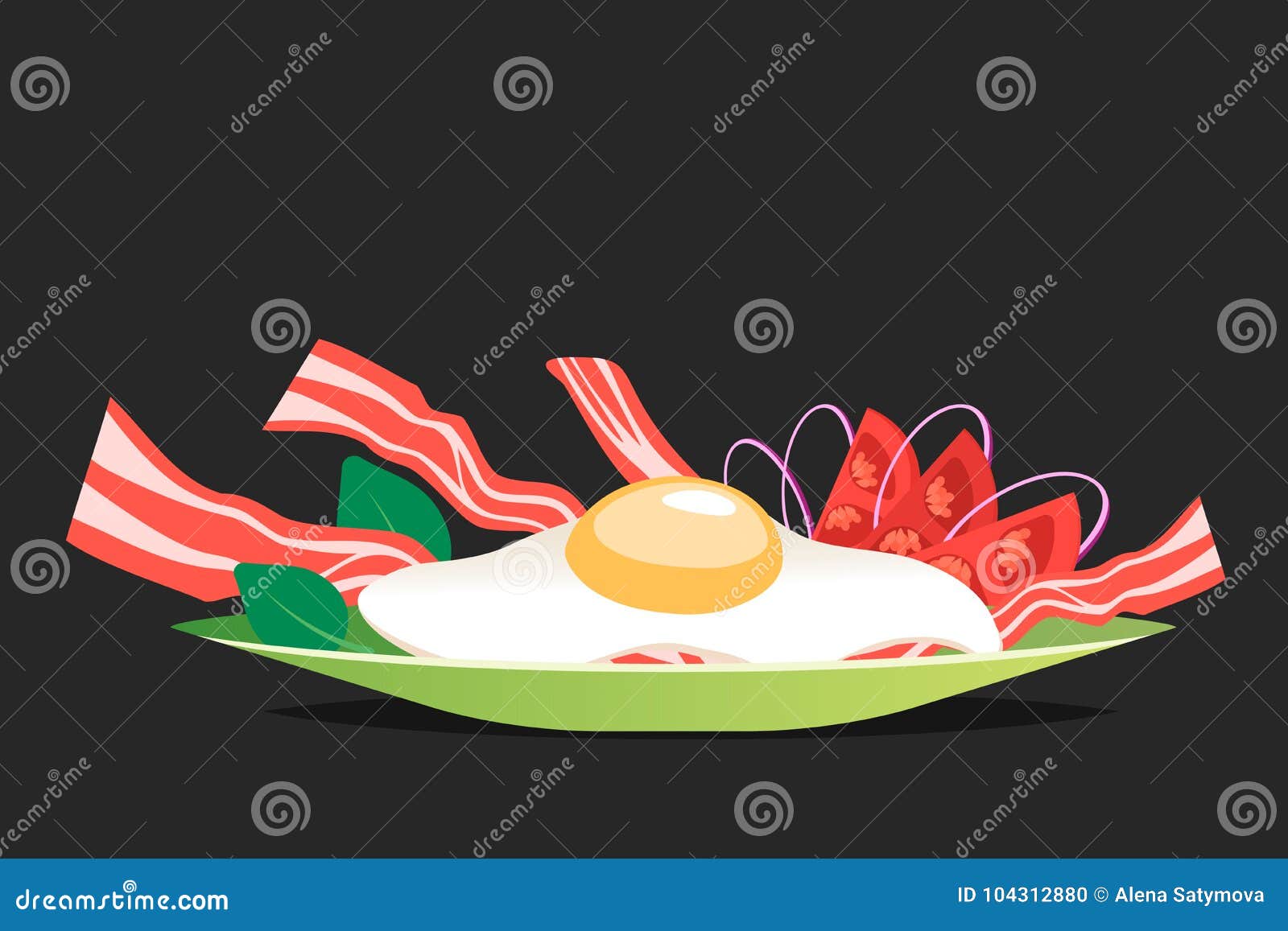 Breakfast with Egg and Bacon Vector Illustration. Cartoon Style Stock ...