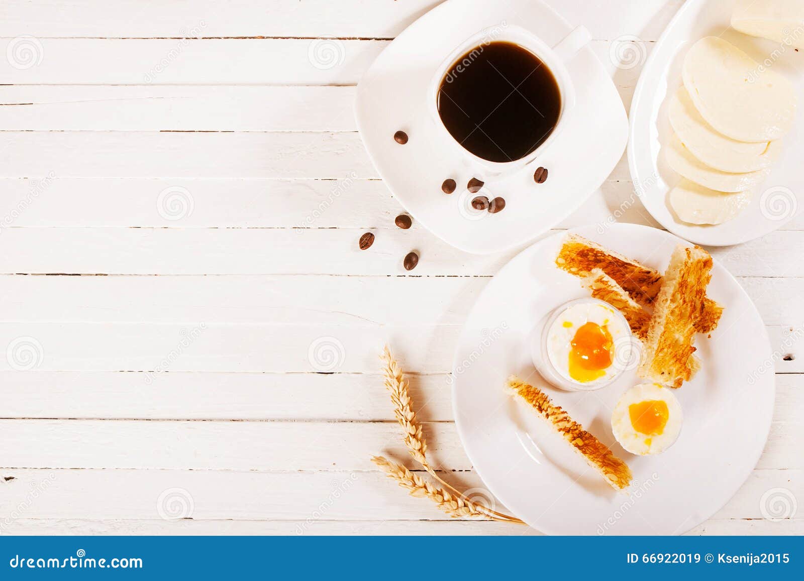 Breakfast with Eggs and Coffee on a White Background Stock Image ...