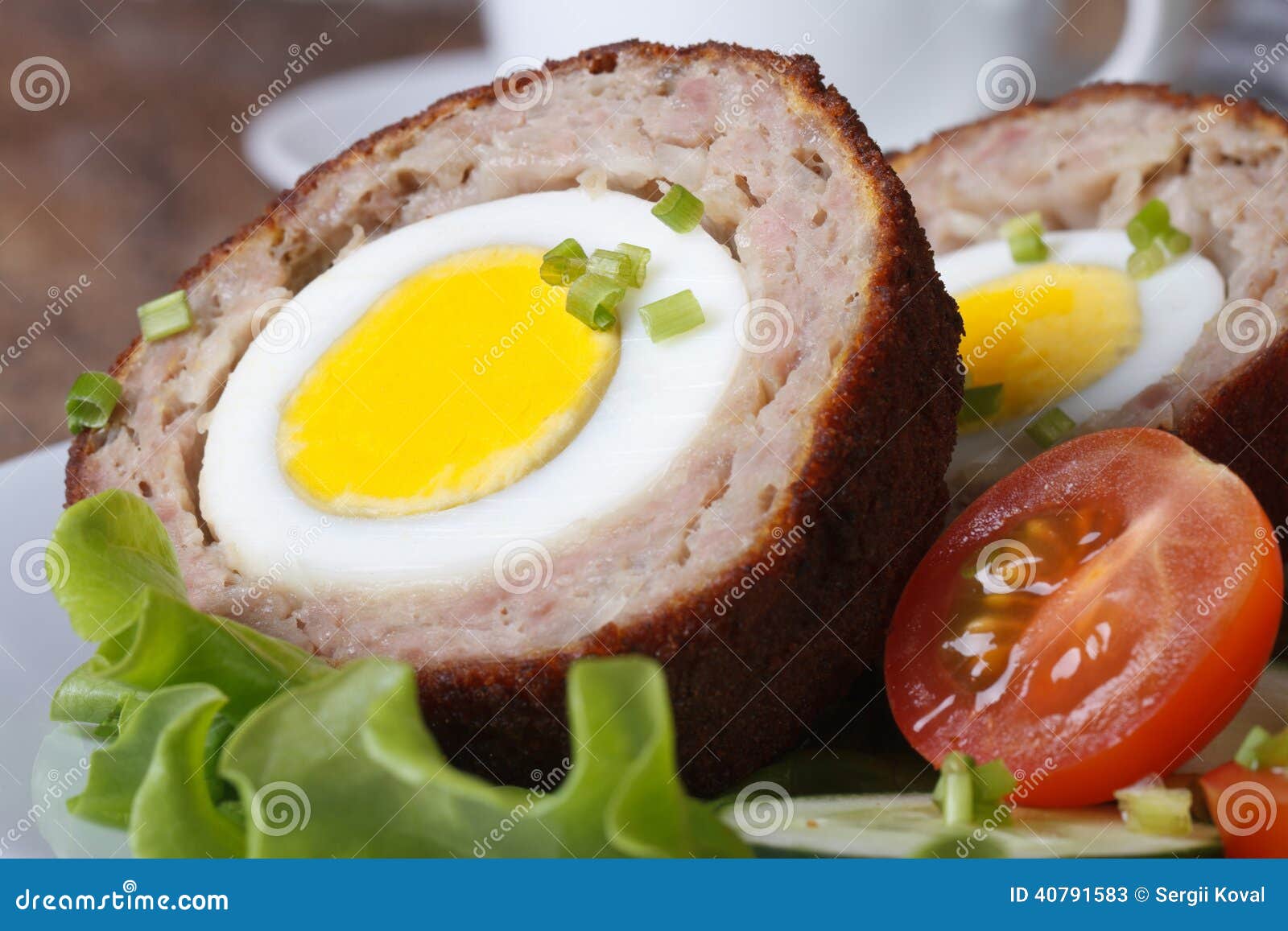 Breakfast of Eggs Scotch and Vegetable Salad Macro Stock Image - Image ...