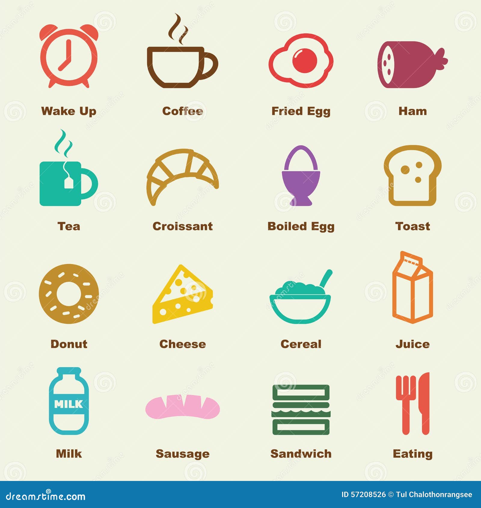 Breakfast elements stock vector. Illustration of cafe - 57208526