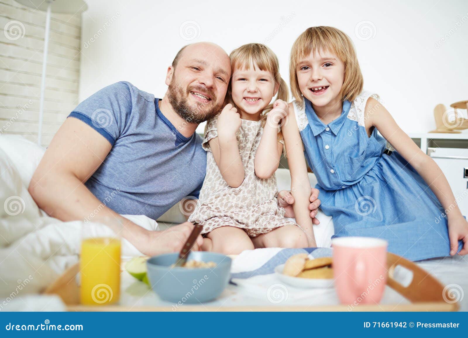 Breakfast with father stock photo. Image of girl, cheerful - 71661942