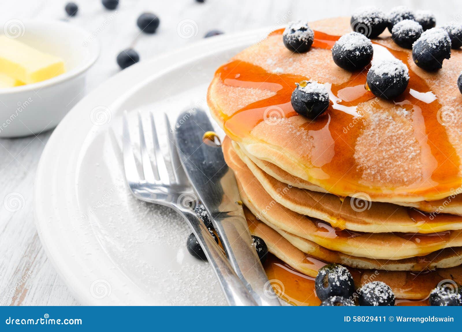 Breakfast flapjacks stock image. Image of meal, cutlery - 58029411