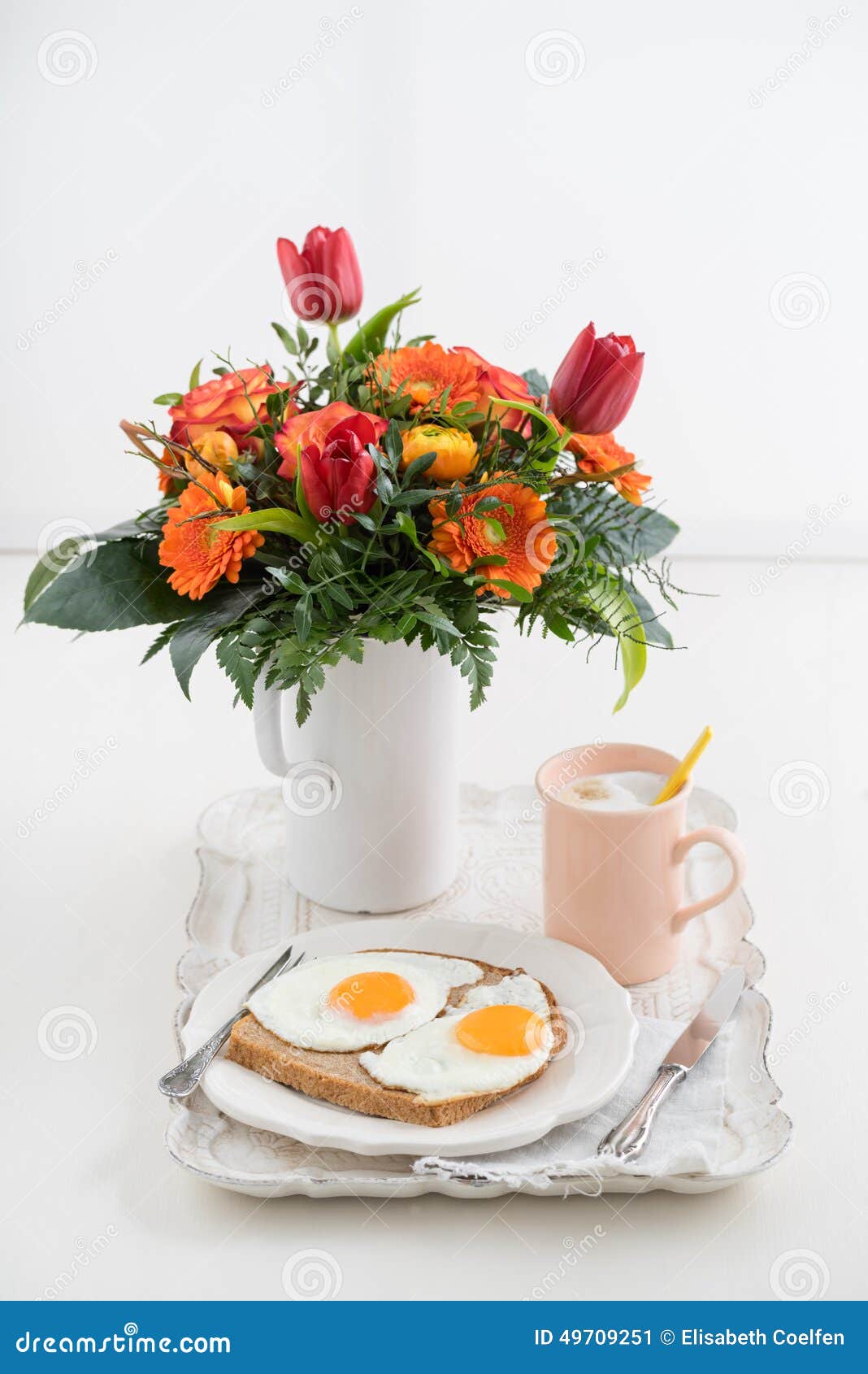Breakfast with flowers stock image. Image of breakfast - 49709251