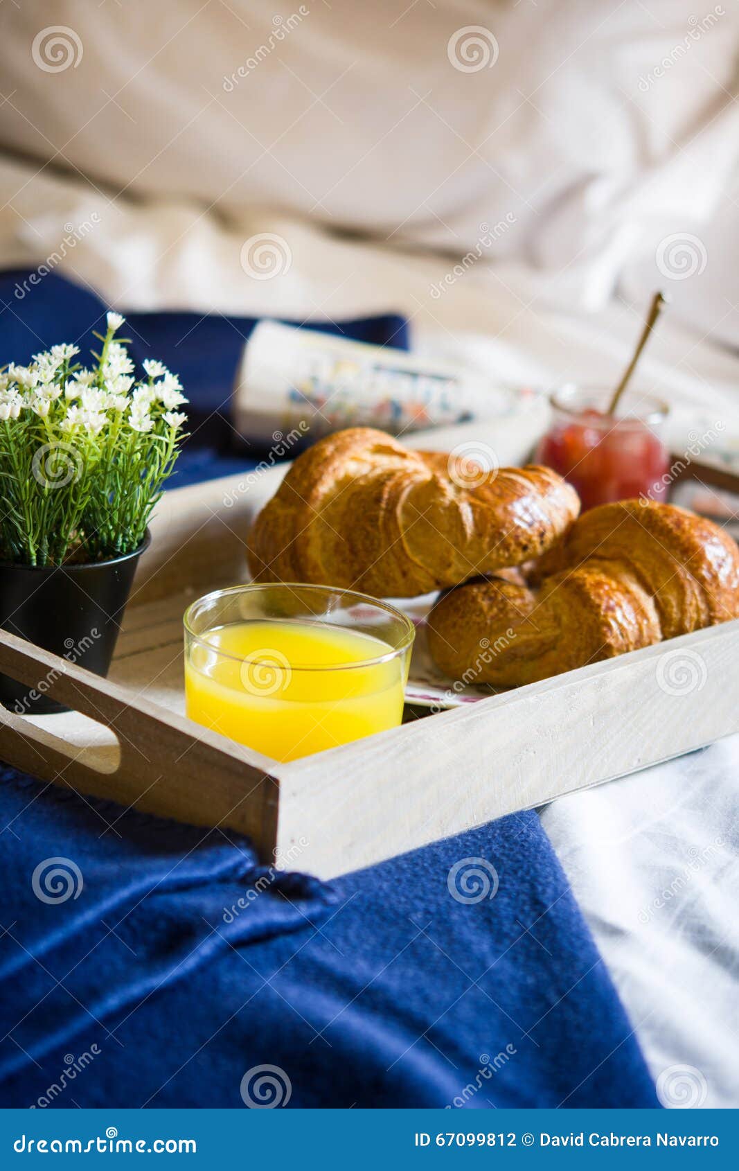 Breakfast Food on the Bed Inside a Bedroom Stock Photo - Image of juice ...