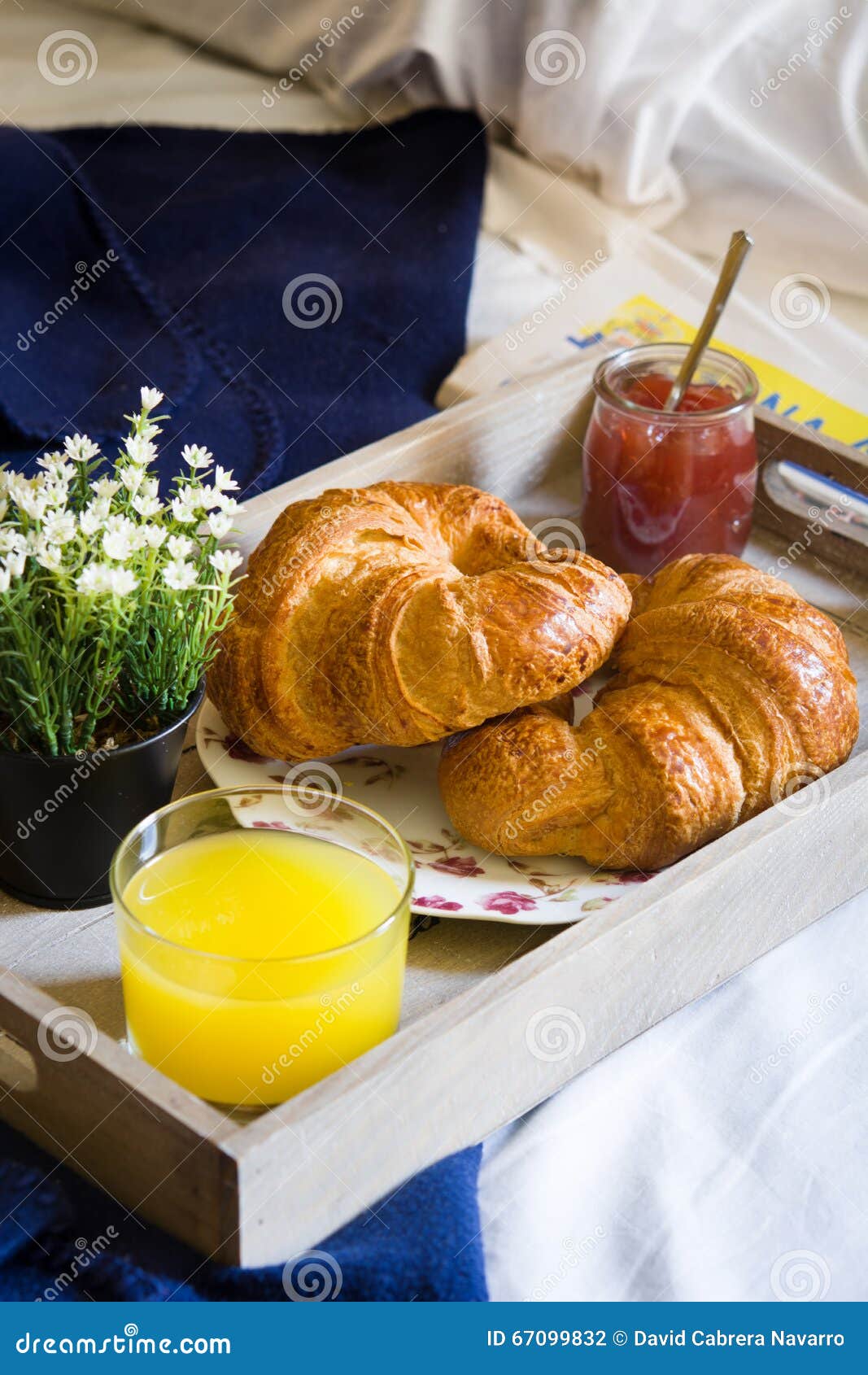 Breakfast Food on the Bed Inside a Bedroom Stock Photo - Image of ...