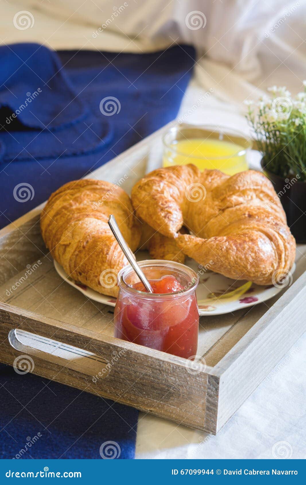 Breakfast Food on the Bed Inside a Bedroom Stock Photo - Image of ...