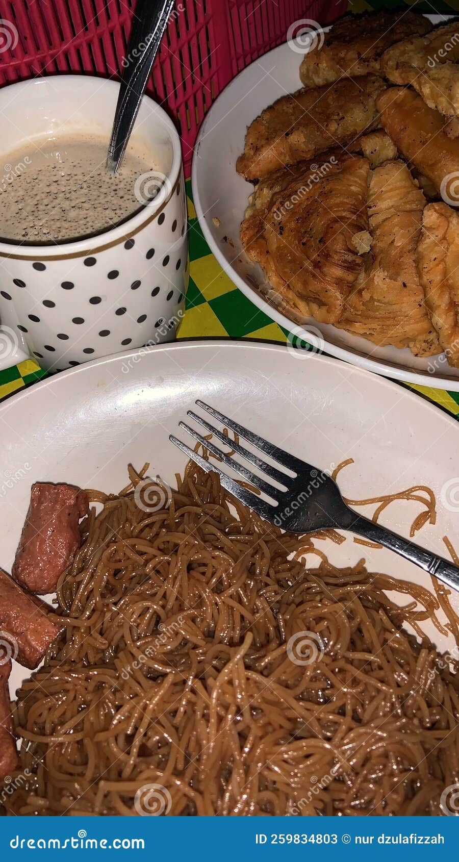 Breakfast stock image. Image of coffee, noodle, breakfast - 259834803