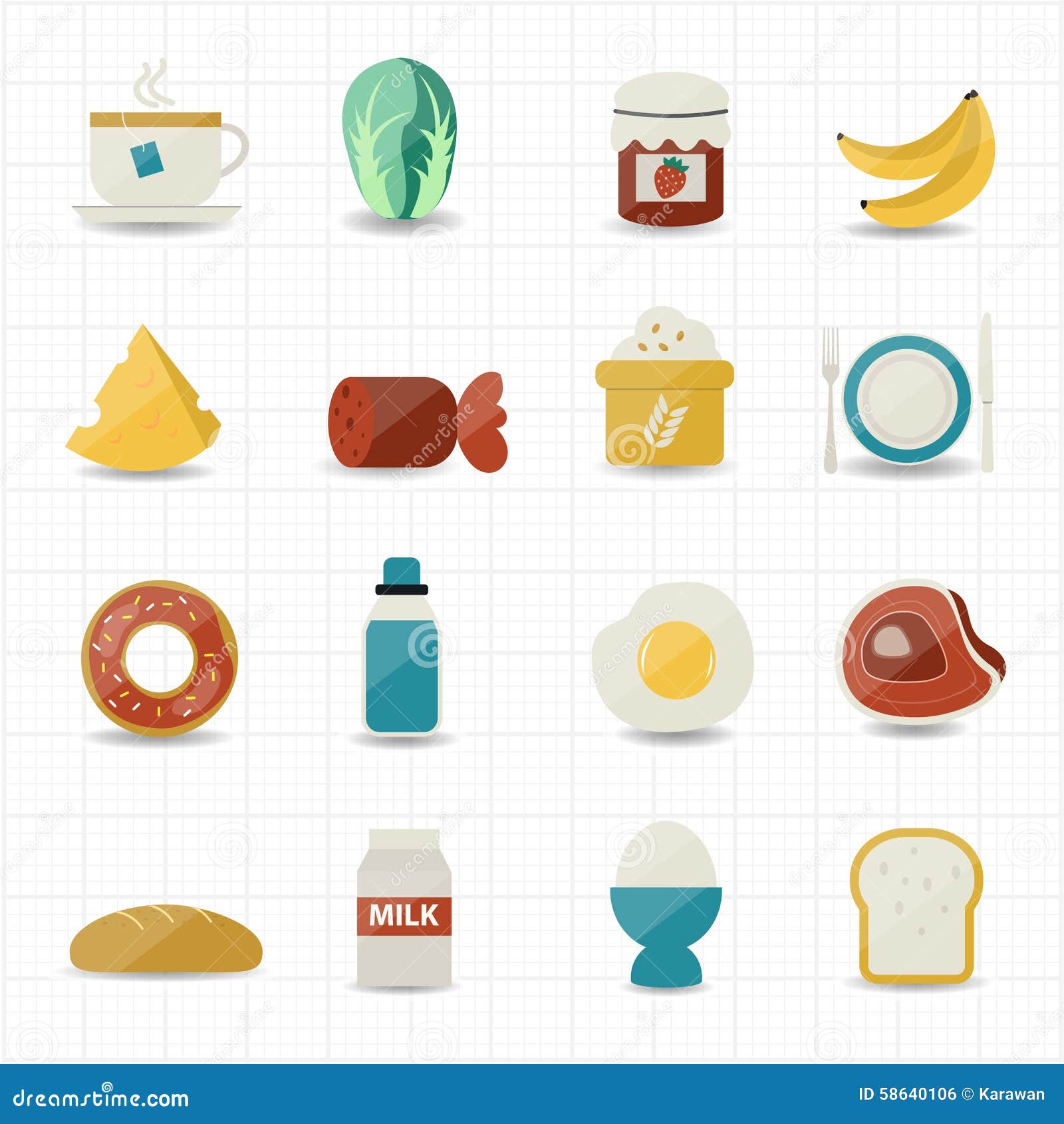 Breakfast and Food Icons stock vector. Illustration of correction ...