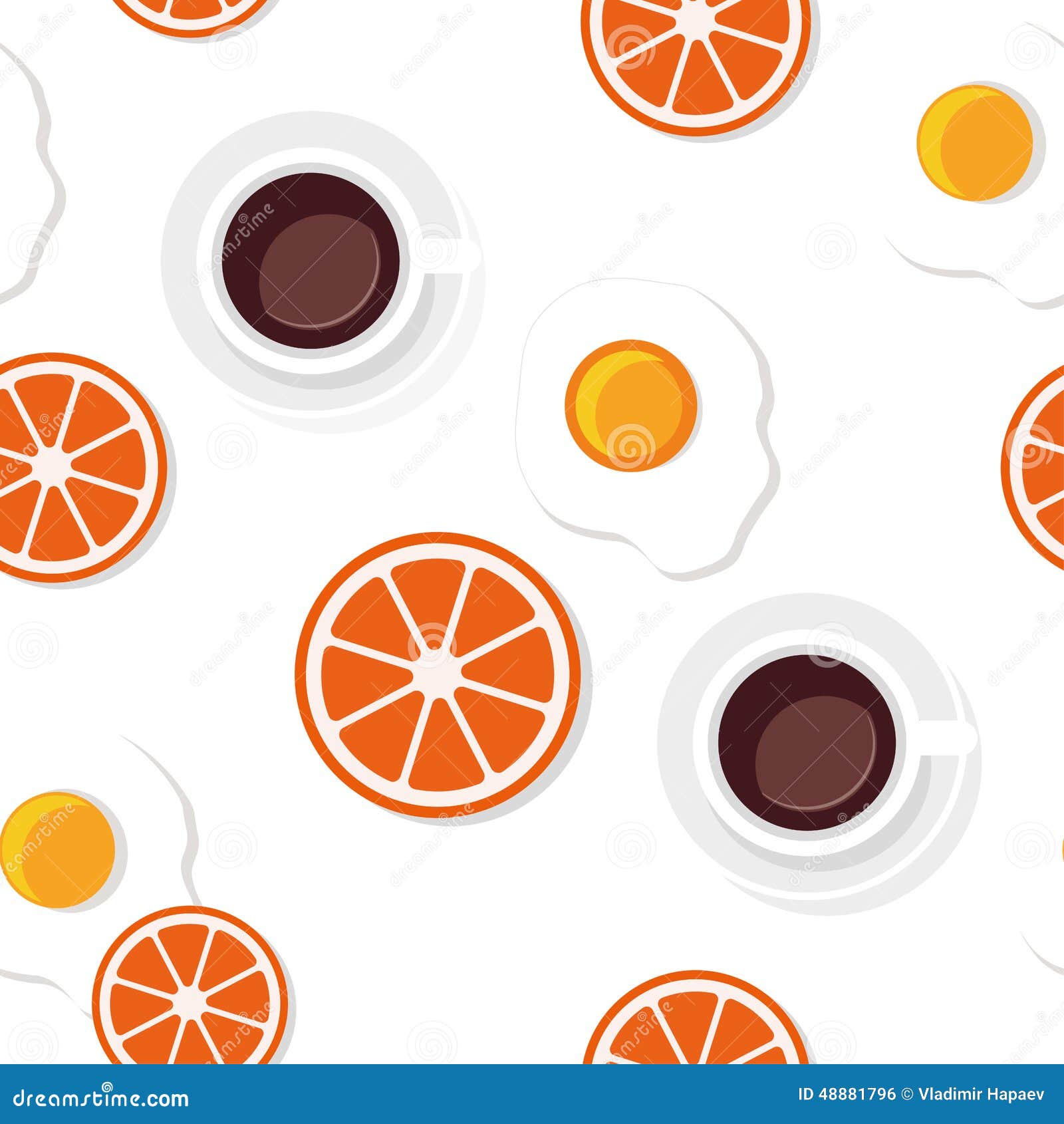 Breakfast Food Pattern in Flat Style. Stock Vector - Illustration of ...