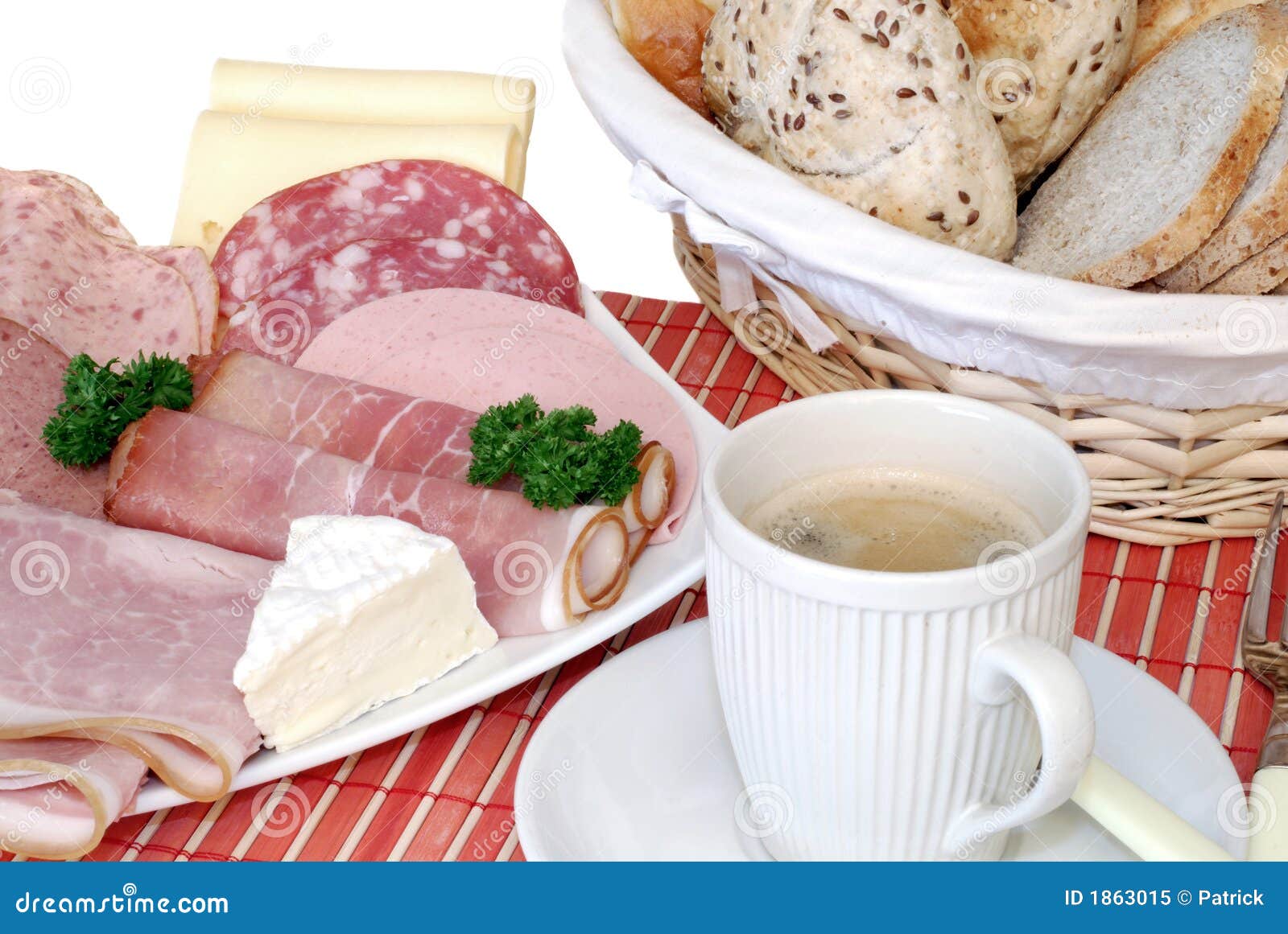 Breakfast, Fresh Baked Bread, Cheese and Meat Stock Image - Image of ...